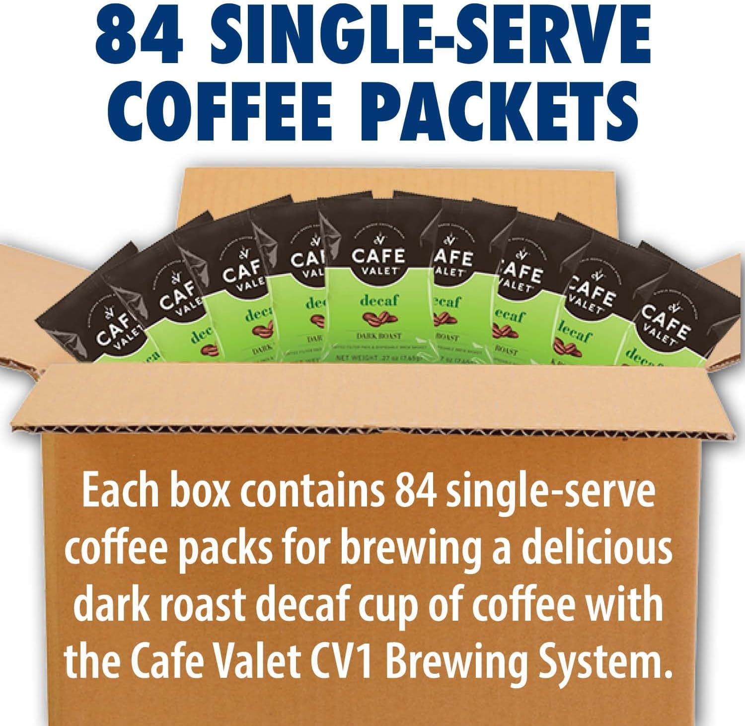 Café Valet DECAF Dark Roast Single Serve Coffee Packets – 84 Count ...