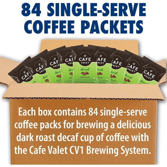 Café Valet DECAF Dark Roast Single Serve Coffee Packets – 84 Count ...