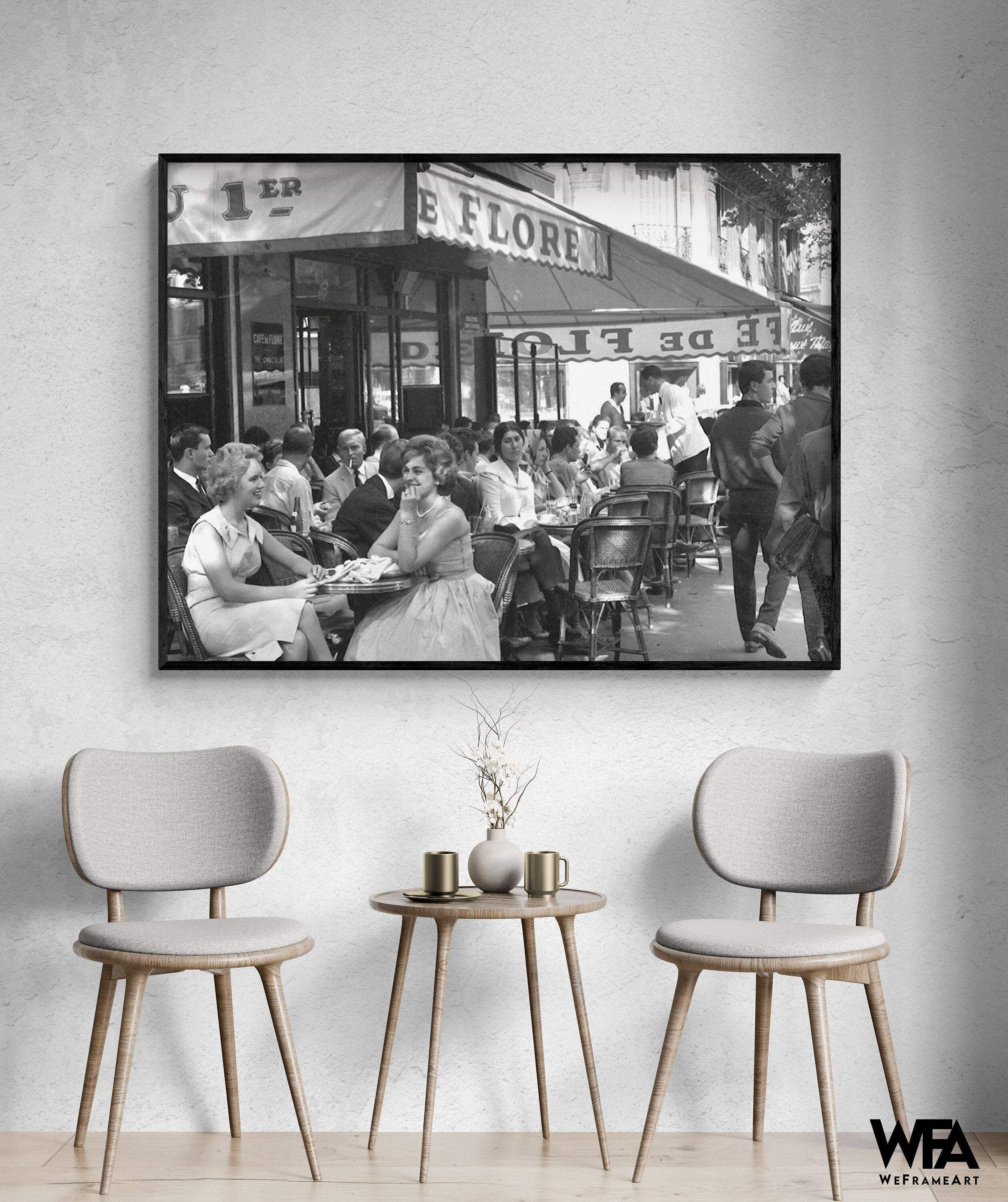 Caf√© de Flore Black and White Photography Wall Art, Barista New Office ...