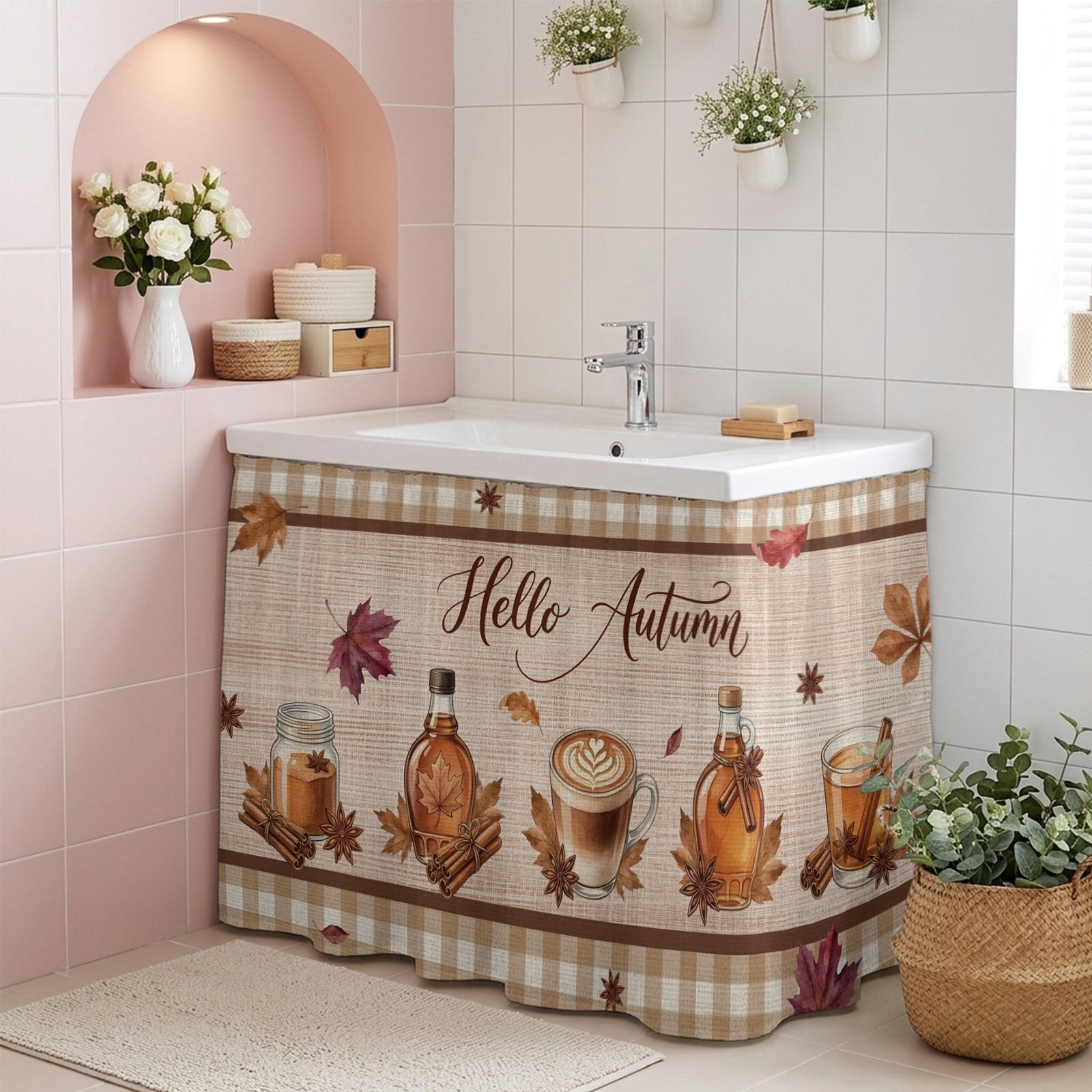 Cafe Aesthetic Cabinet Curtains 35"Wx35"L, Hallo Autumn Thanksgiving ...