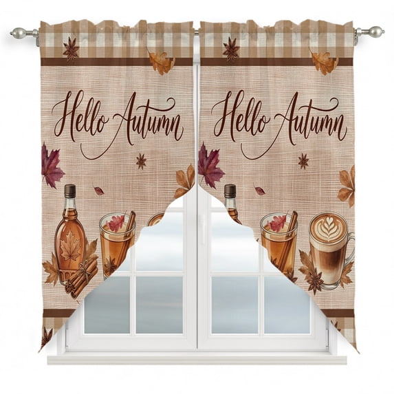 Cafe Aesthetic Swag Curtain Valance for Windows, Hallo Autumn ...