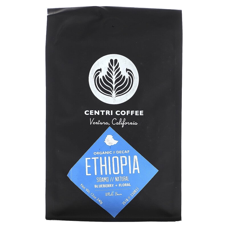 Cafe Altura, Centri Coffee, Organic Ethiopia, Blueberry + Floral, Whole Bean, Decaf, 12 oz (340 ...