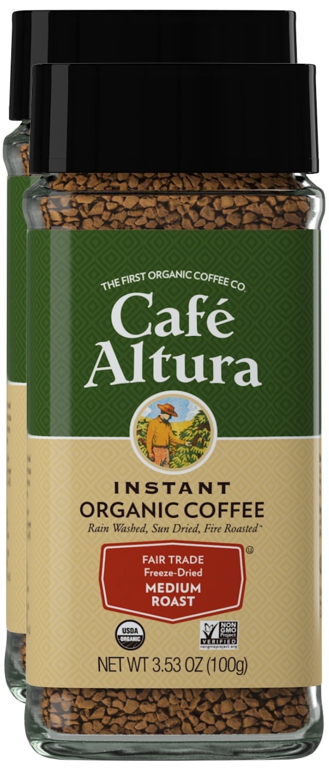 Cafe Altura Freeze Dried Instant Organic Coffee, 3.53 oz Jar (Pack Of 2 ...