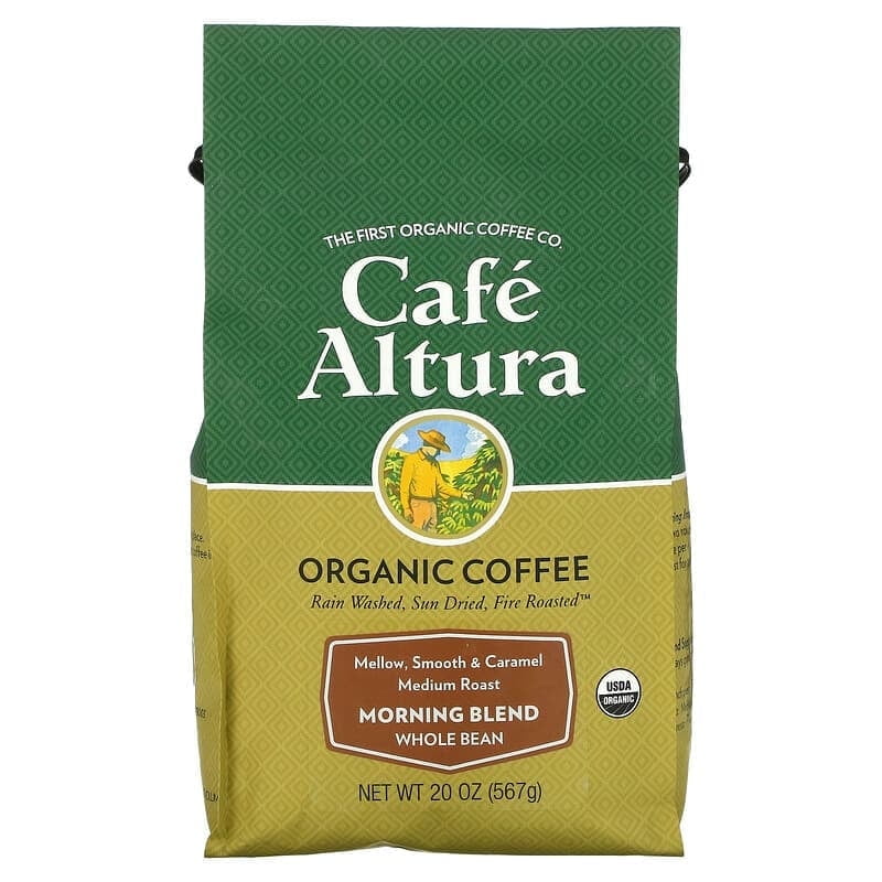 Cafe Altura, Organic Coffee, Morning Blend, Whole Bean, Medium Roast ...