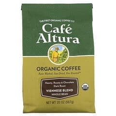 Cafe Altura, Organic Coffee, Viennese Blend, Whole Bean, Dark Roast, 20 ...
