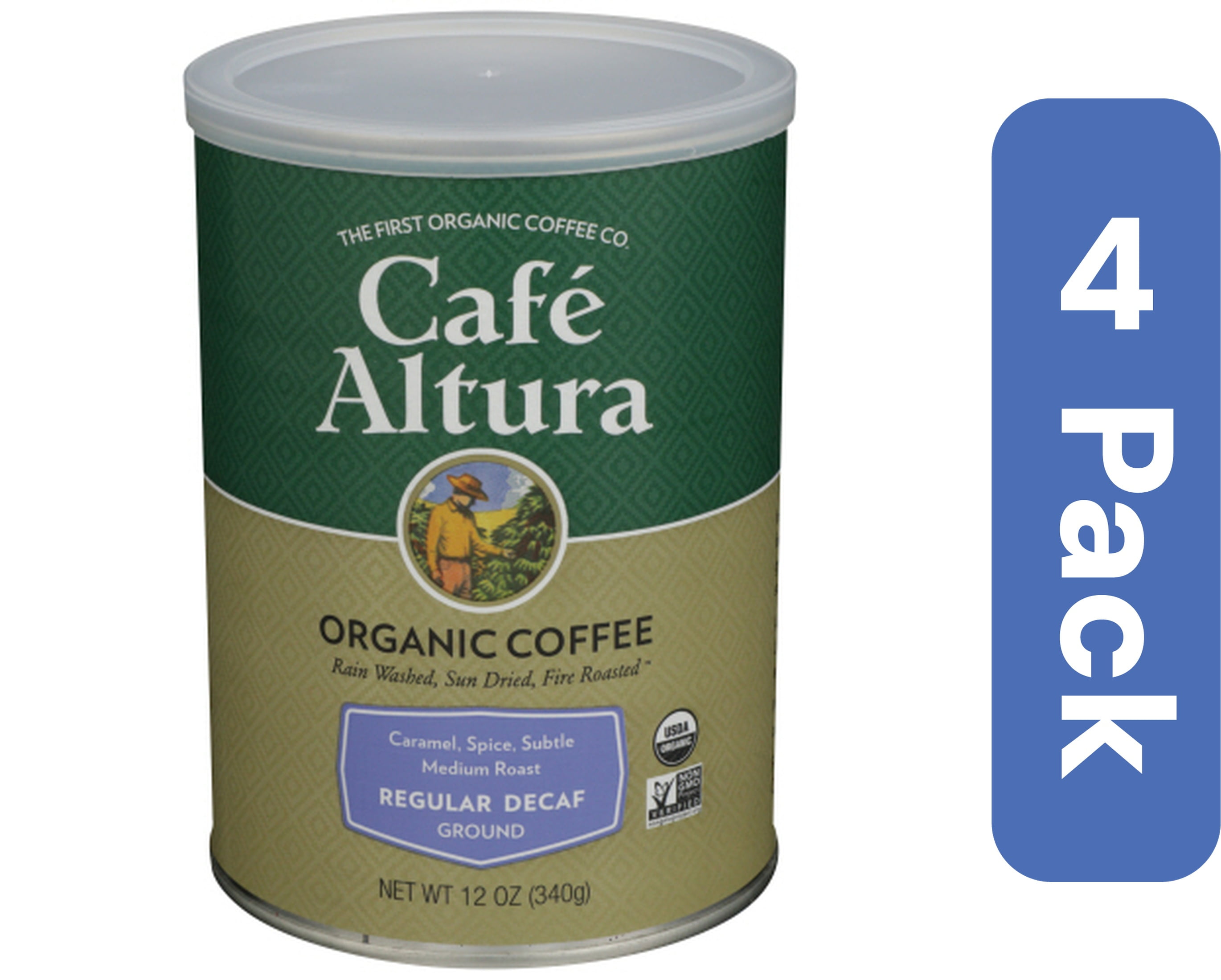 Cafe Altura Organic Ground Decaf Regular Roast Coffee 12 oz (Pack Of 4 ...