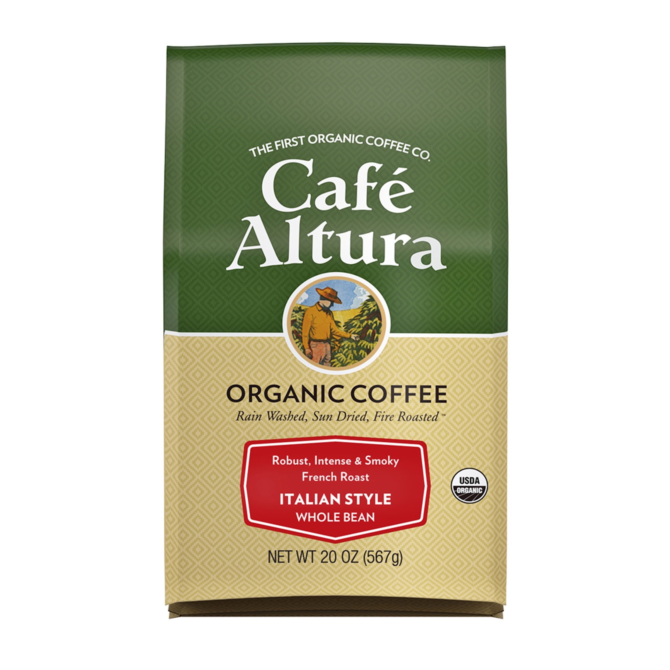 Café Altura Whole Bean Organic Coffee, Italian Style, Whole Bean, 20 oz ...