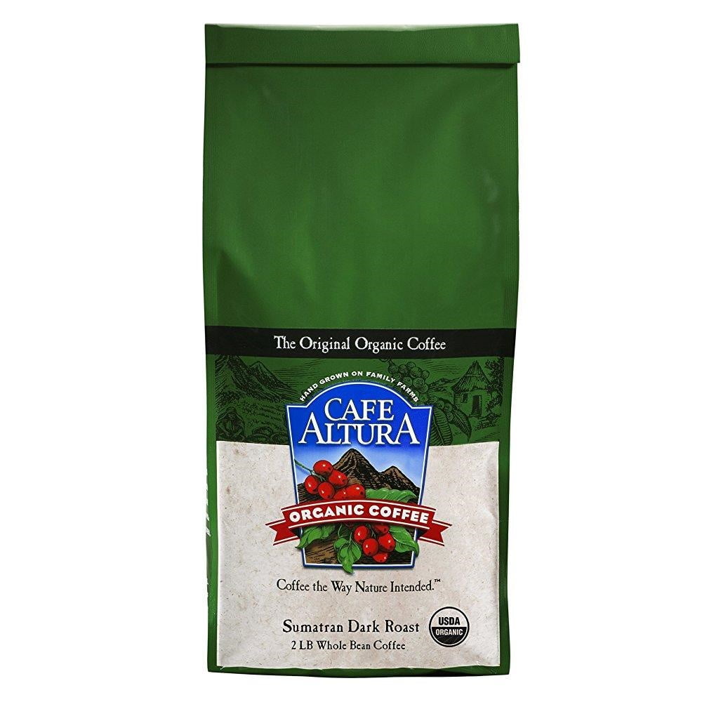 Cafe Altura Whole Bean Organic Coffee, Sumatra Dark Roast, 2 Pound ...