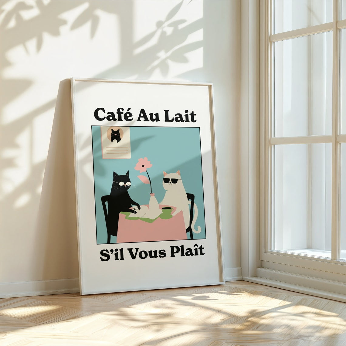 Cafe Au Lait Quirky Kitchen Wall Art Colorful Poster For Dining Room ...