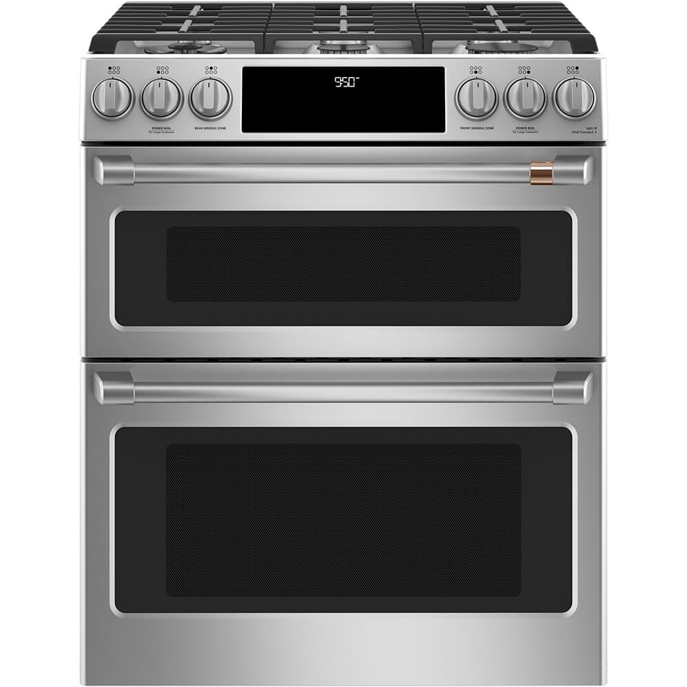 CafeÃÅ Steel Gas Front Control Dual-Fuel Double Oven Range C2S950P2MS1 ...