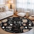 Cafe Coffee Cup Retro Brown Round Rug 5ft Graffiti Letter Back Washable ...