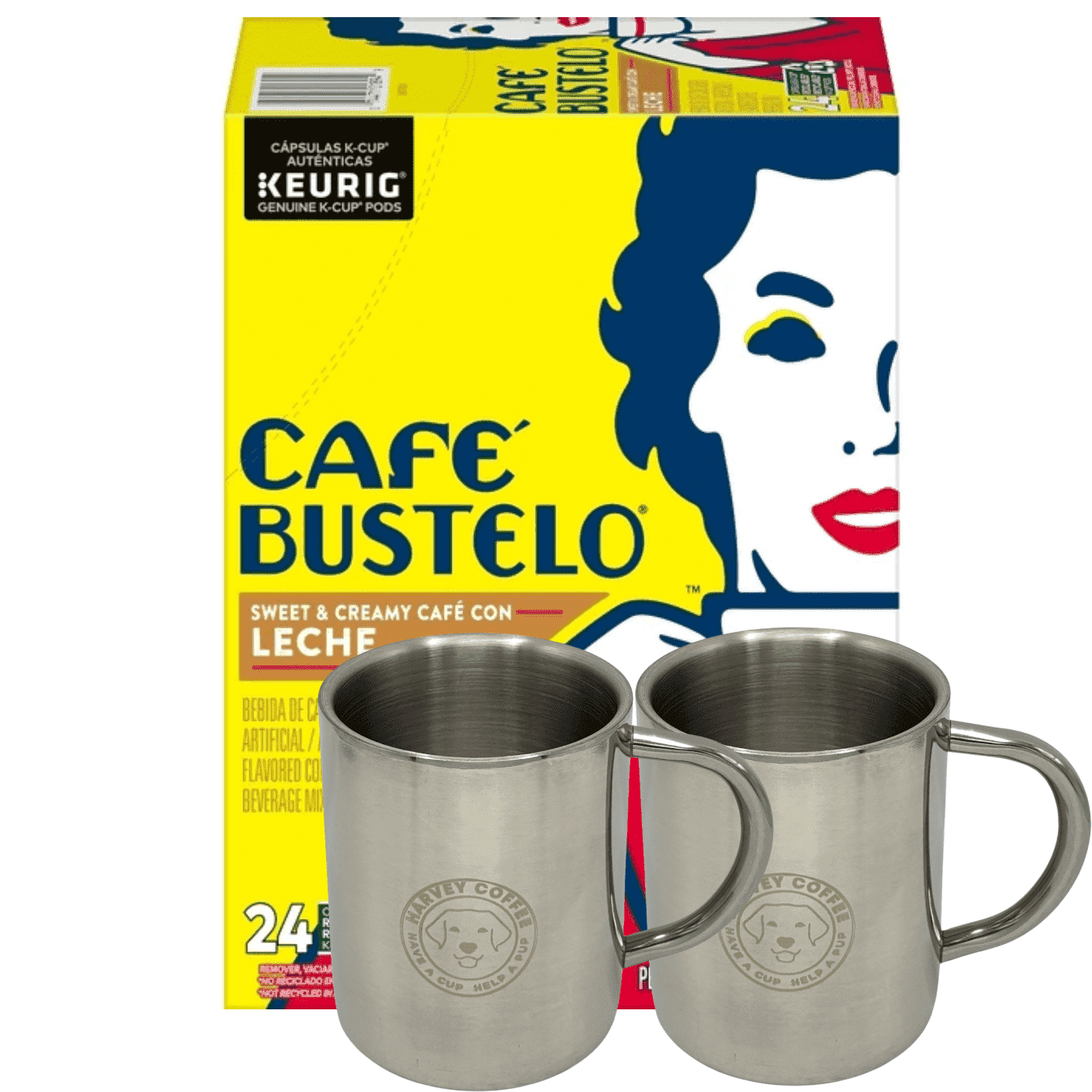 Cafe Con Leche K Cups Flavored Coffee Mug Bundle with Cafe Bustelo K ...