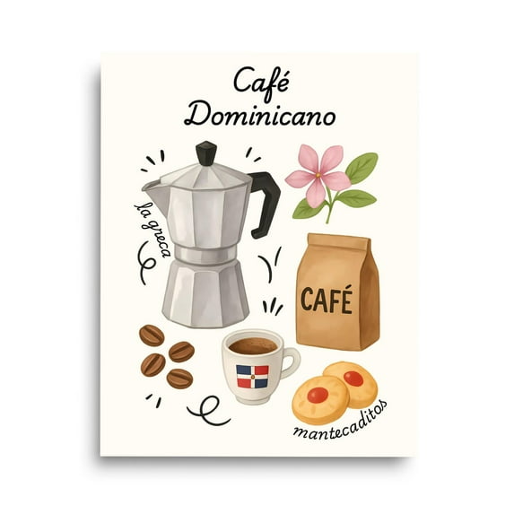 Cafe Dominicano Print, Caribbean Kitchen Art, Dominican Republic Coffee ...