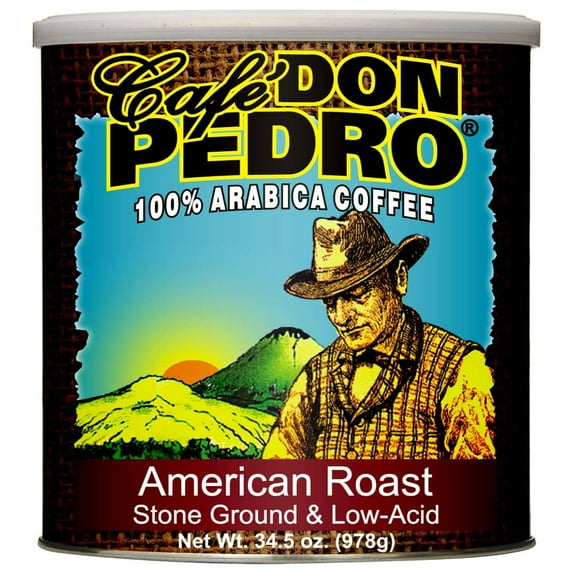 Cafe Don Pedro American Roast Naturally Low Acid Coffee - 34.5 Ounce Large Can for Coffee Lovers ...
