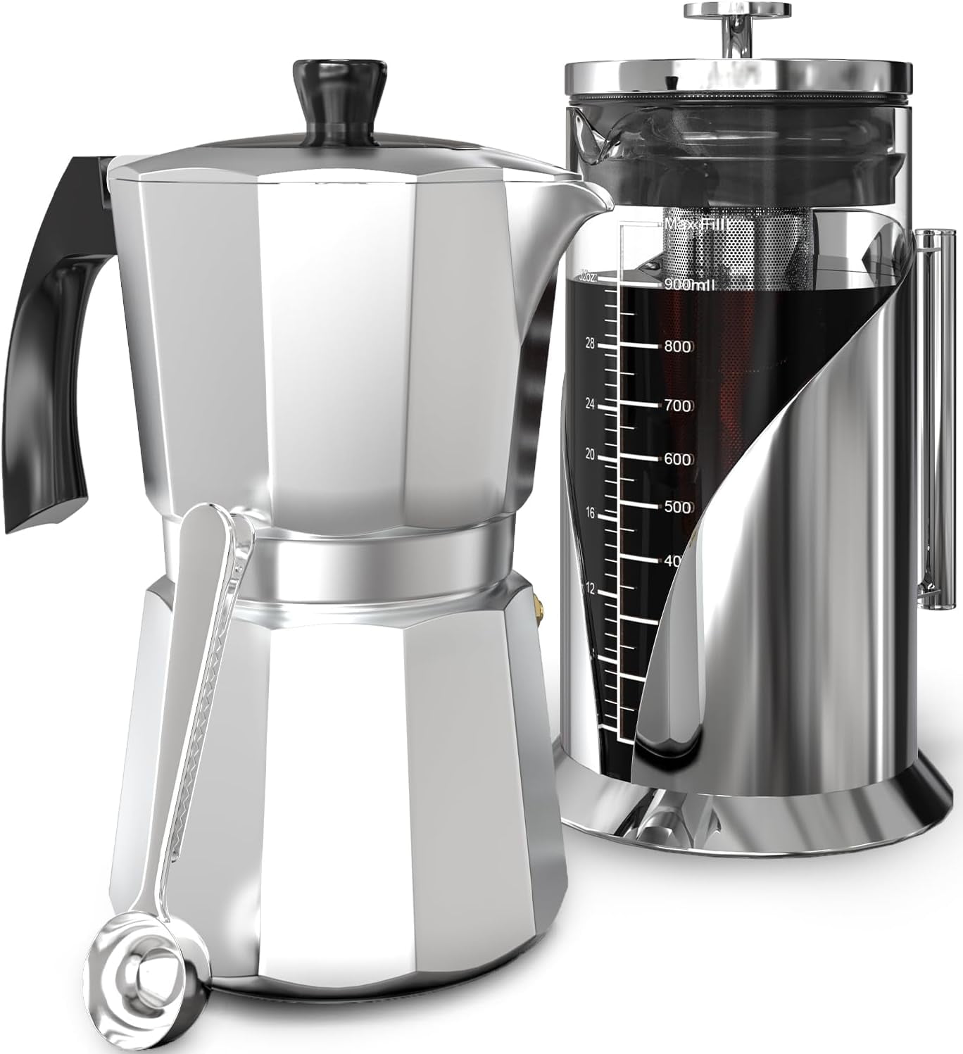 Cafe Du Chateau Espresso Maker & Cold Brew Coffee Maker Bundle - 6 Cup ...