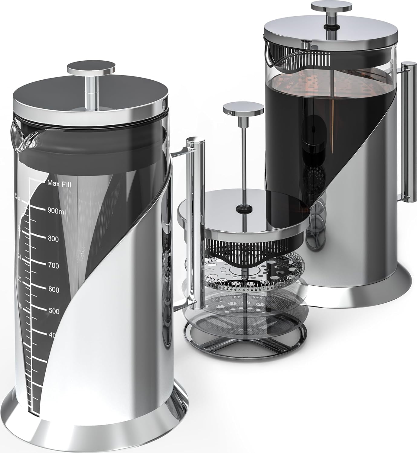 Cafe Du Chateau Stainless Steel French Press & Cold Brew Coffee Maker ...