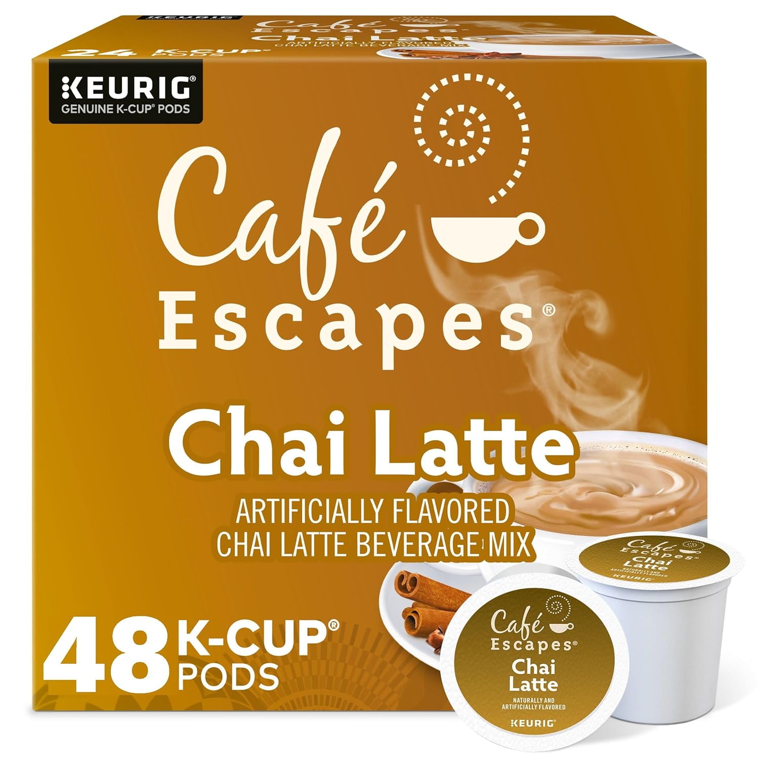 Cafe Escapes, Chai Latte Tea Beverage, Single-Serve Keurig K-Cup Pods ...