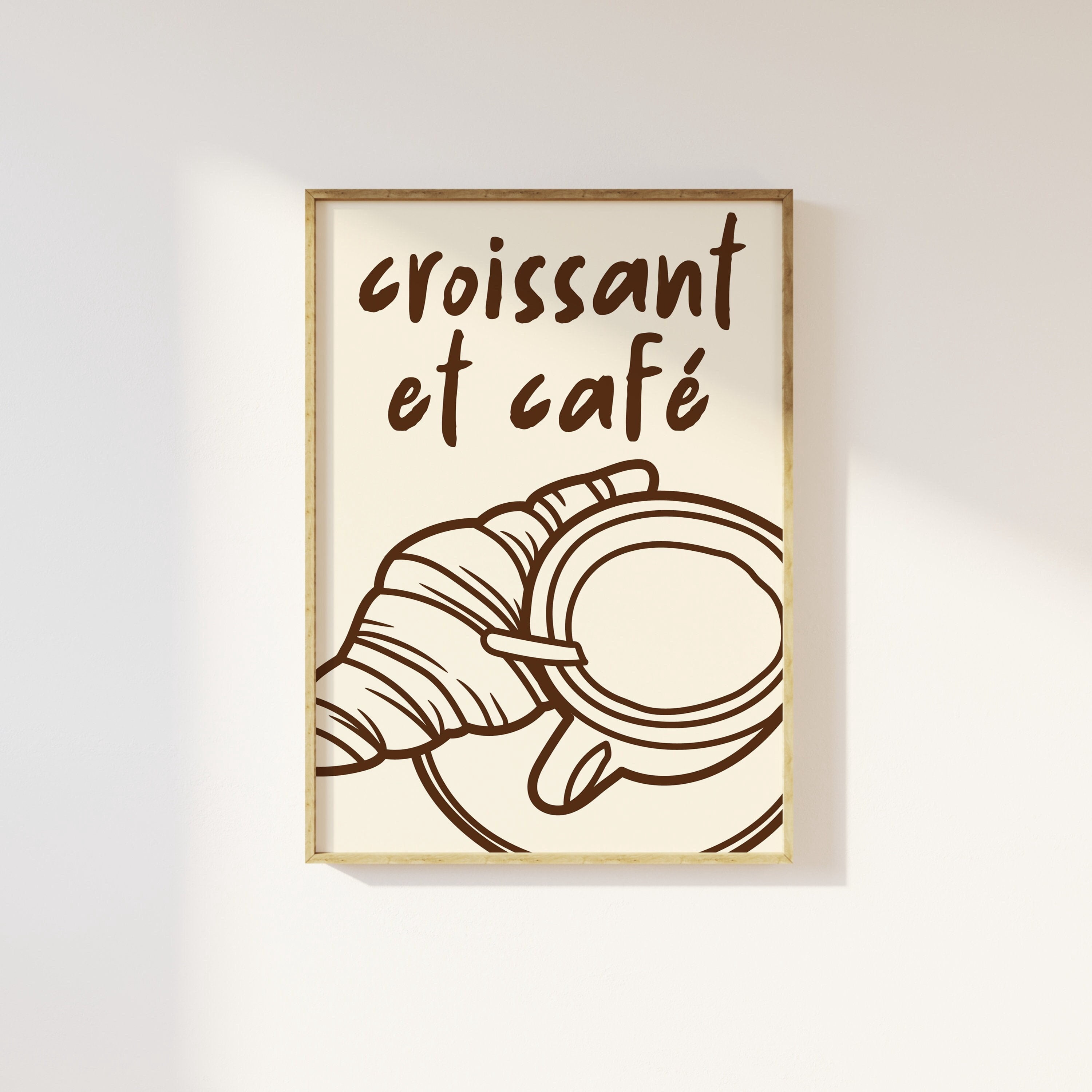 Cafe Et Croissant French Croissant And Coffee Kitchen Print Kitchen ...
