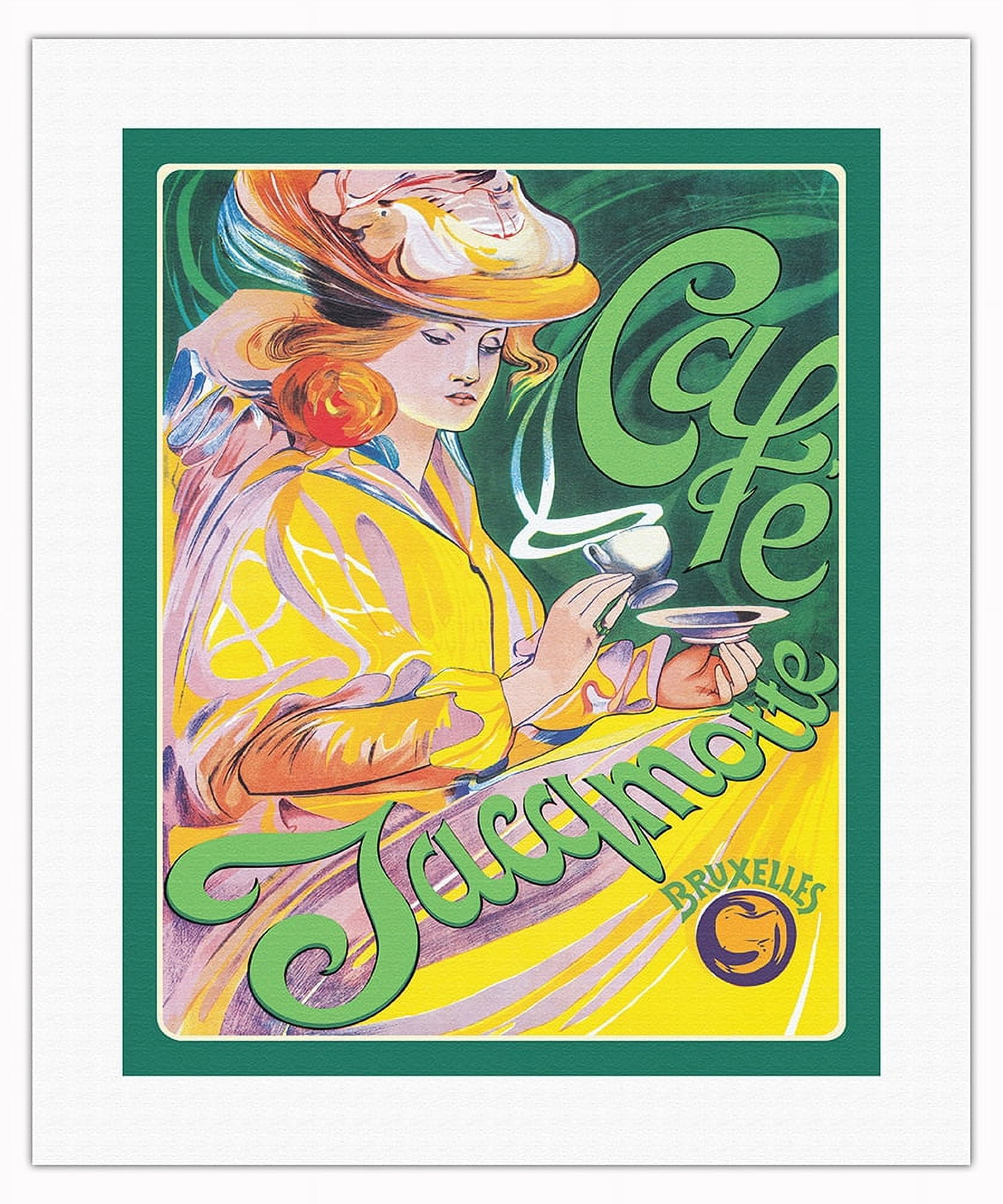 Cafe Jacqmotte - Brussels (Bruxelles) Belgium - Vintage Advertising Poster by Fernand Toussaint ...