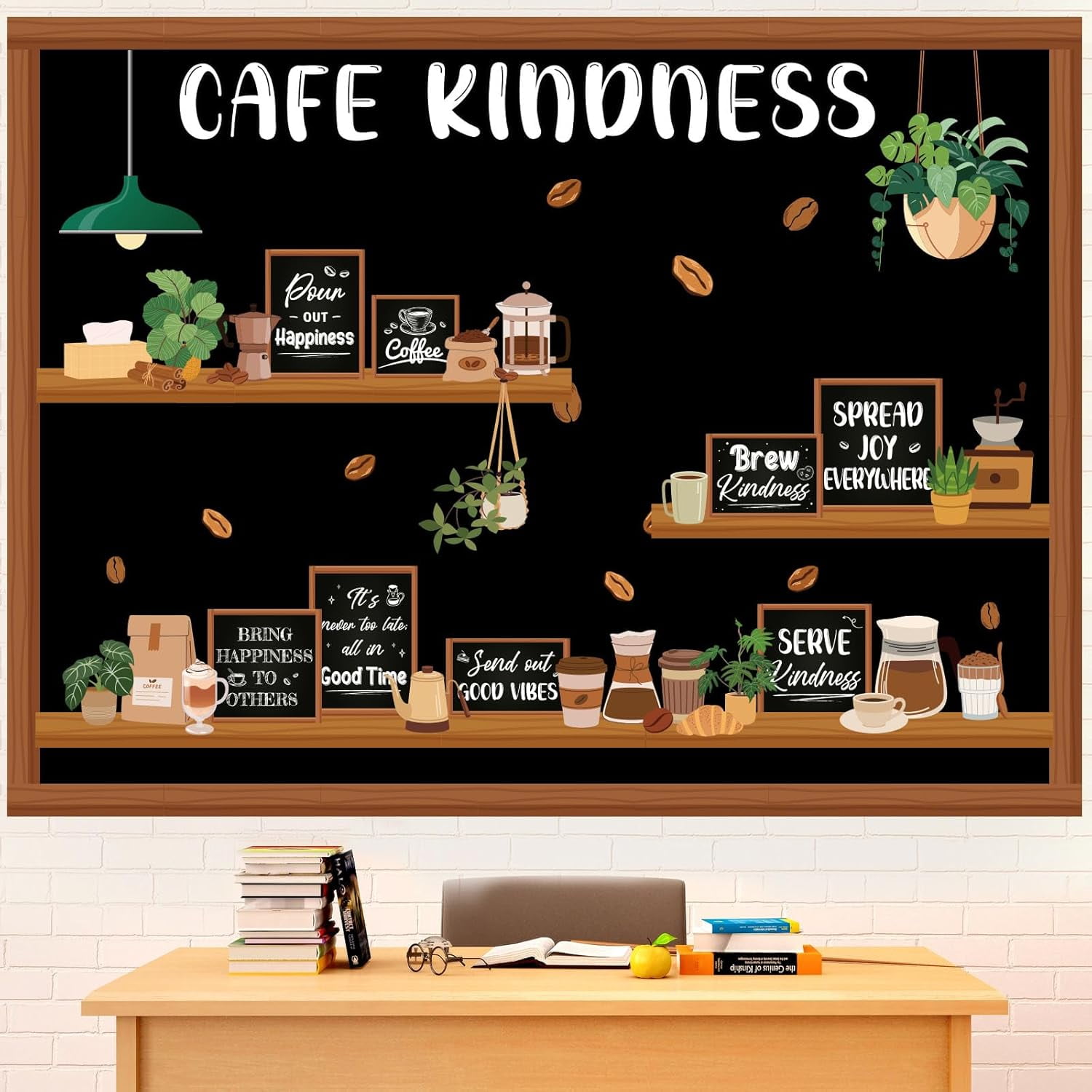 Cafe Kindness Bulletin Board Set Plant Coffee Motivational Classroom ...