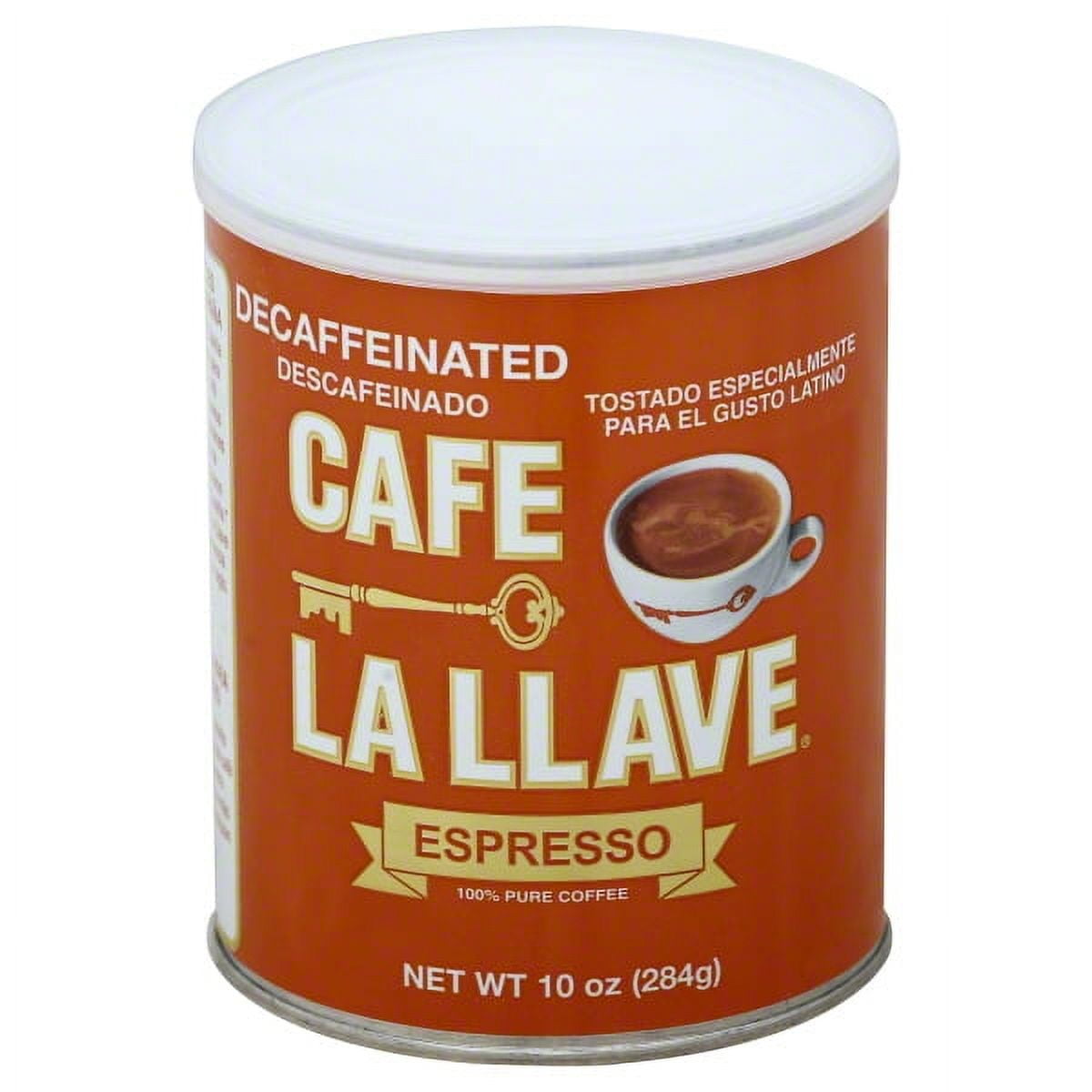 Cafe La Llave, Decaffeinated Dark Roast Espresso Coffee, 10 oz Can ...