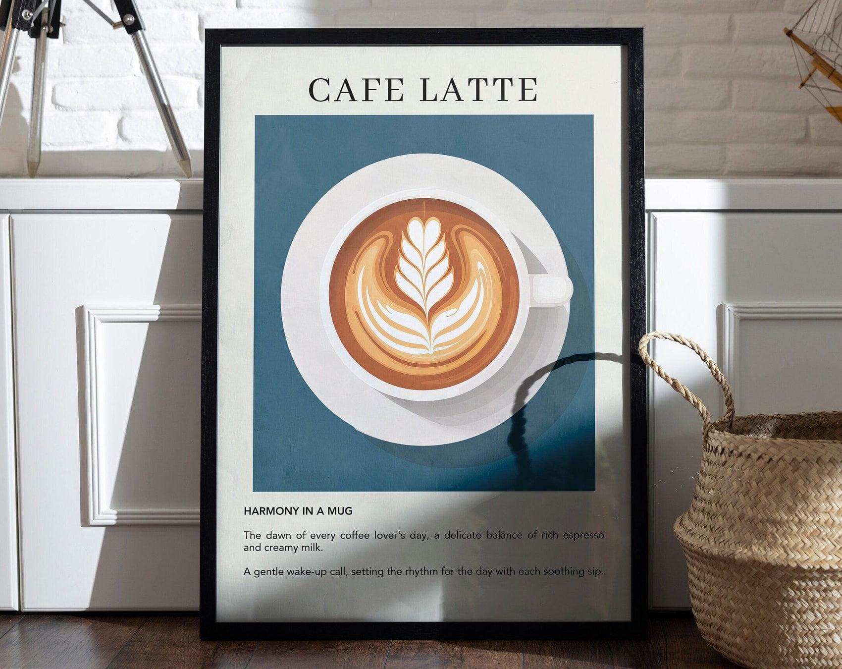 Cafe Latte Print | Coffee Art Poster | Elegant Modern Decor for Cafe ...