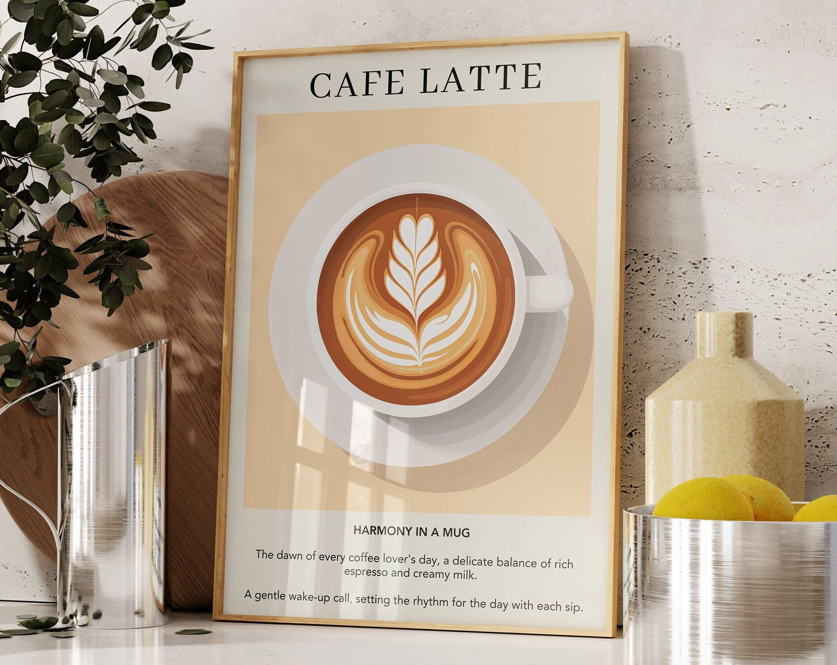 Cafe Latte Print | Coffee Art Poster | Gift for Her | Caffine Sign for ...