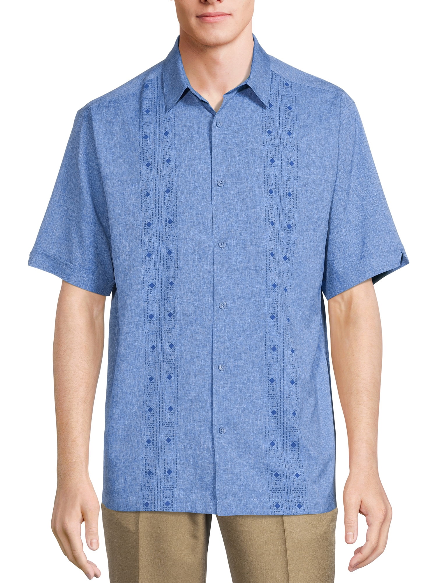 Cafe Luna Men's Short Sleeve Panel Woven Shirt - Walmart.com