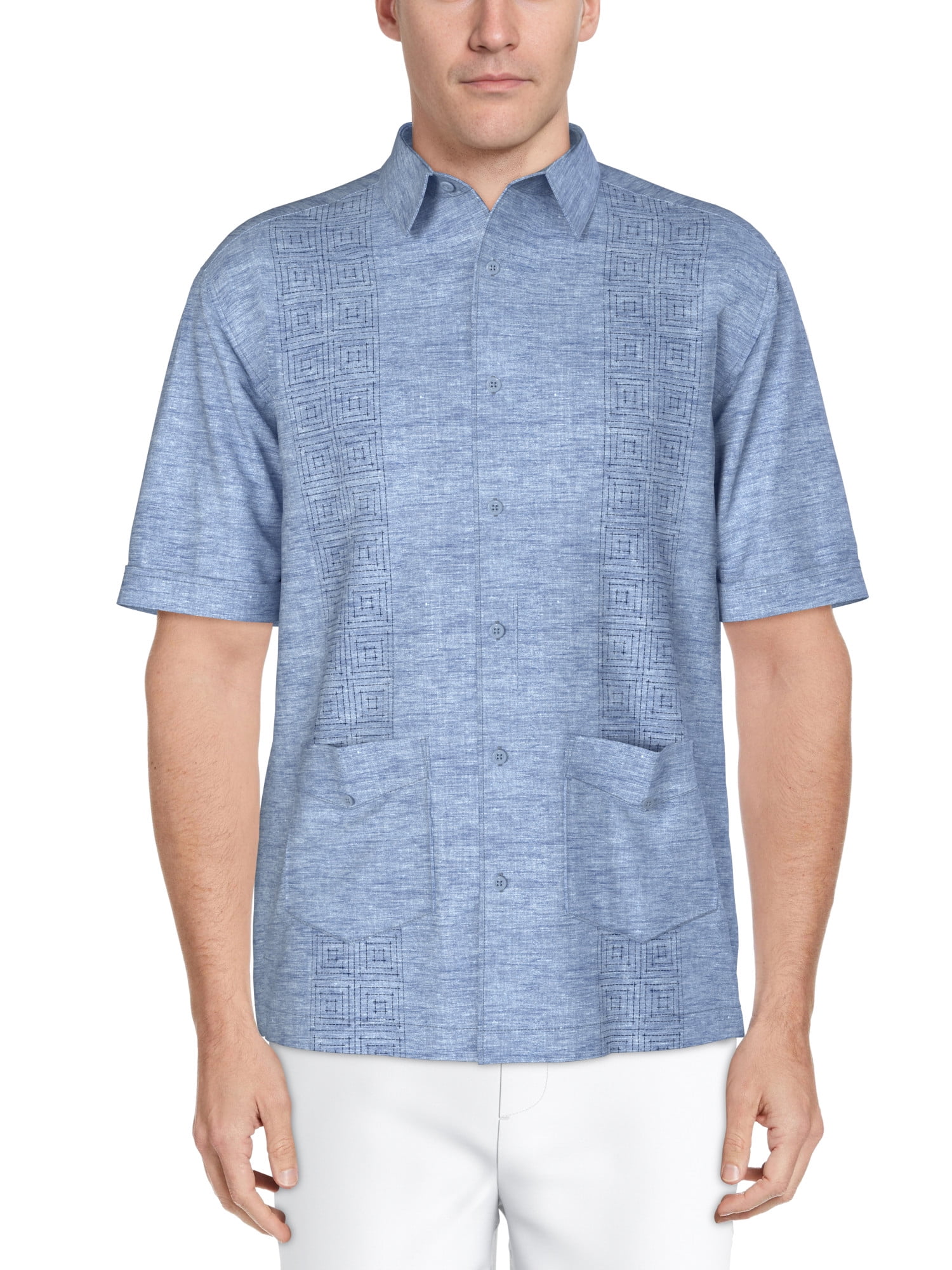 Cafe Luna Men's and Big Men's Geo Panel Print Short Sleeve Shirt, Sizes ...