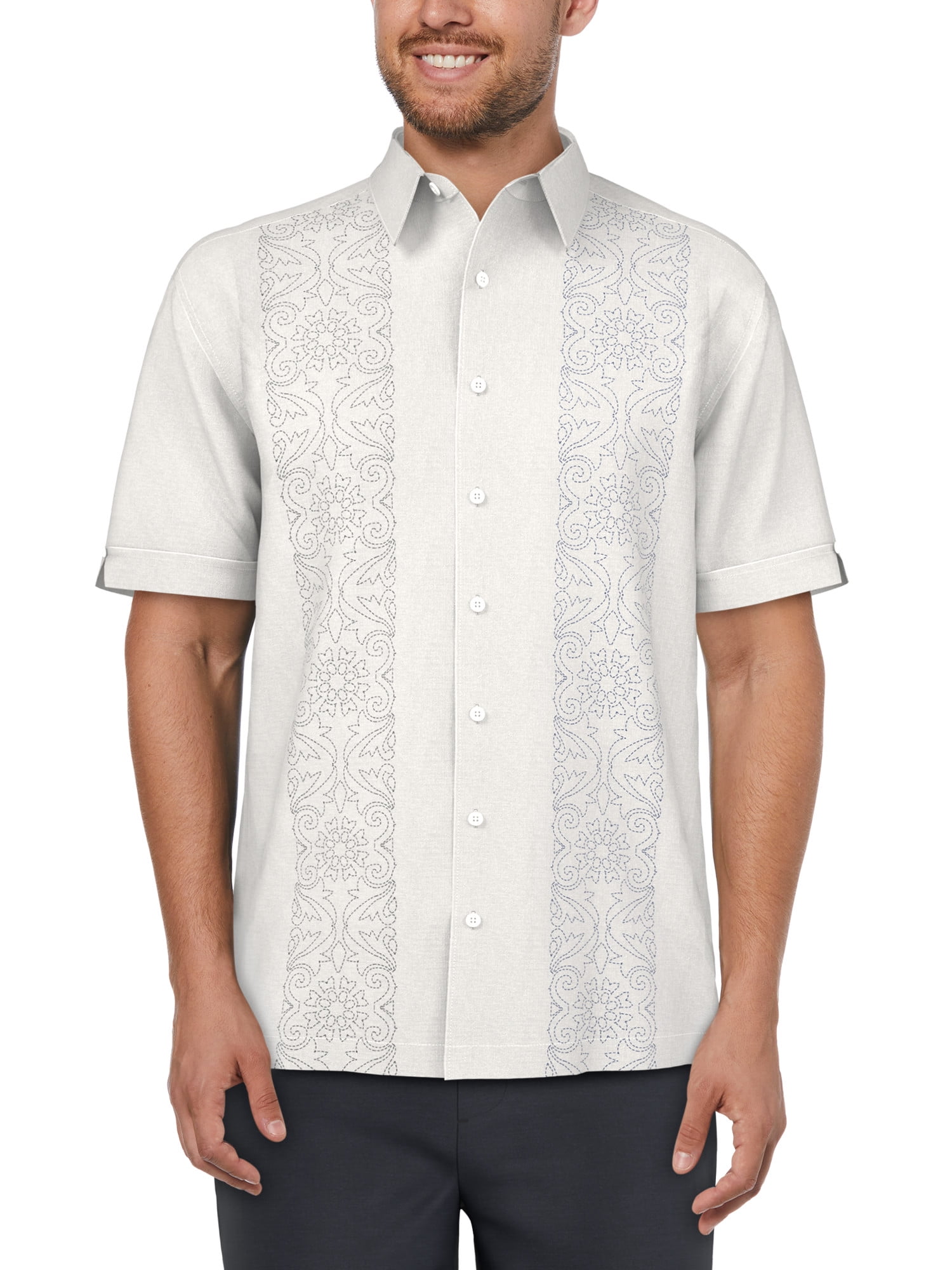 Cafe Luna Printed Panel Shirt - Linen Blend - Sizes S-5XL - Walmart.com
