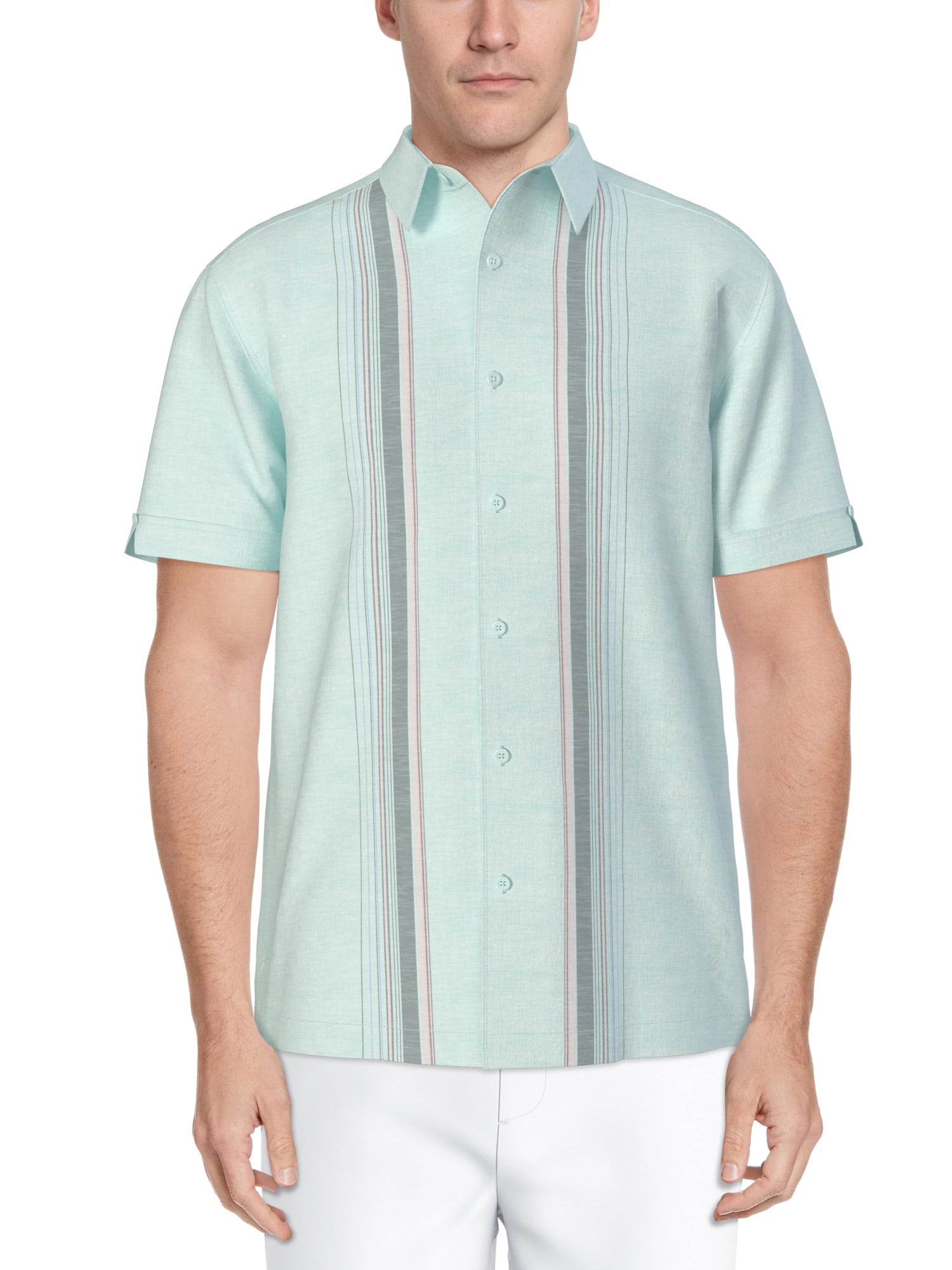 Cafe Luna Men's and Big Men's Stripe Panel Print Short Sleeve Shirt ...