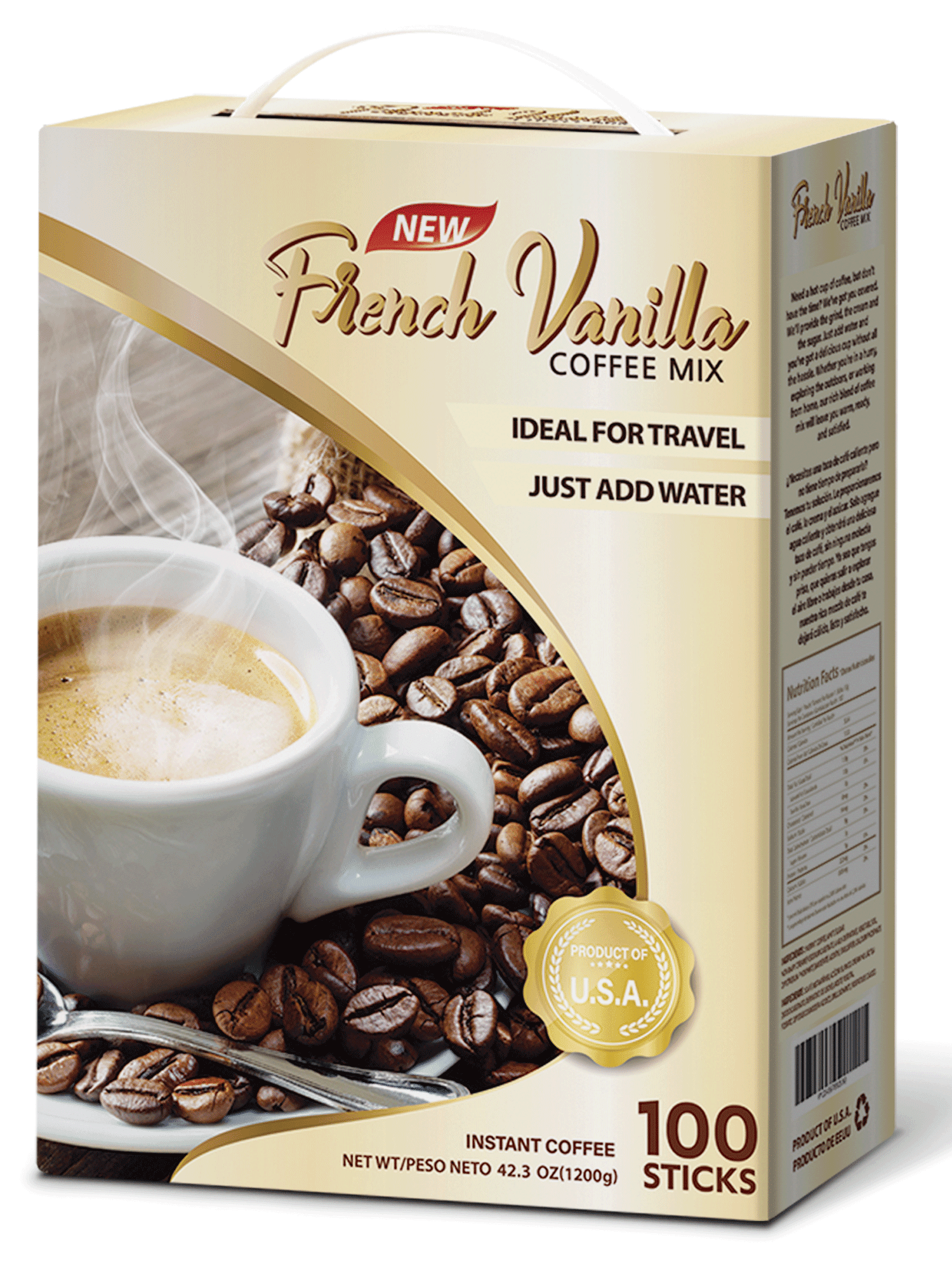 Cafe Mazel French Vanilla Instant Coffee Mix - Single Serve, 100 Sticks ...