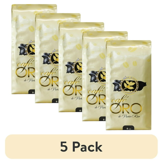 (5 pack) Cafe Oro De Puerto Rico Blend, Roasted, Ground, 8 oz, Medium ...