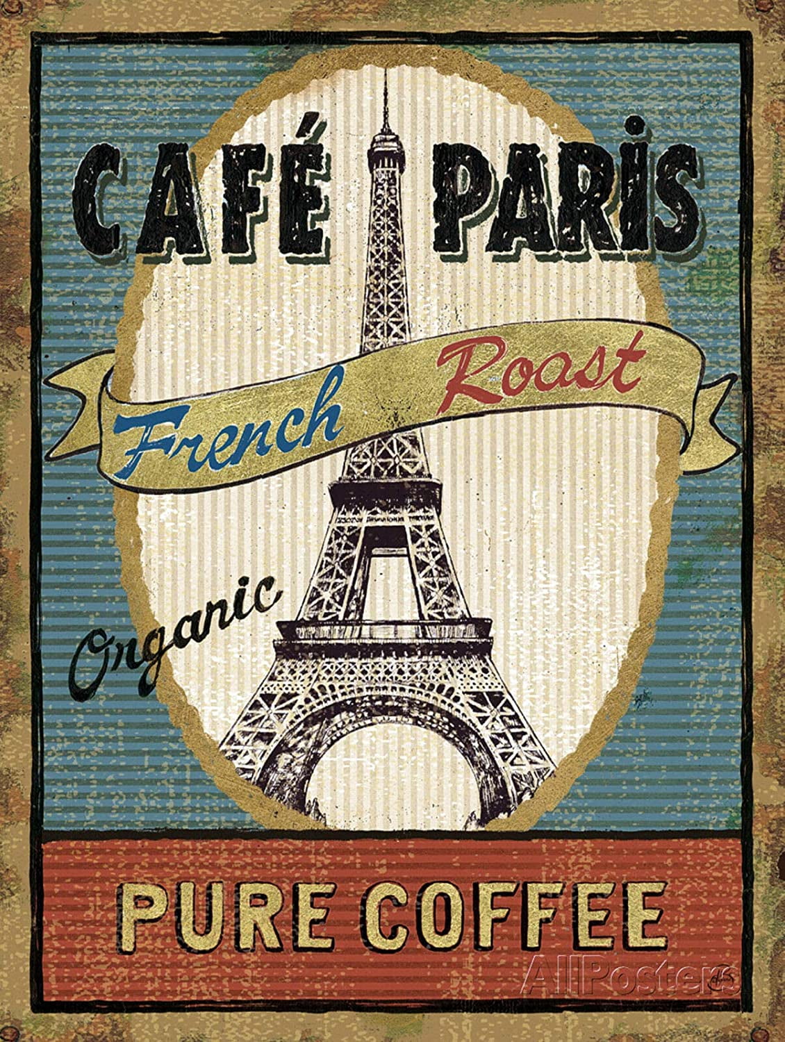 Cafe Paris French Roast Pure Coffee Tin Metal Wall Sign Plate 12X8 ...