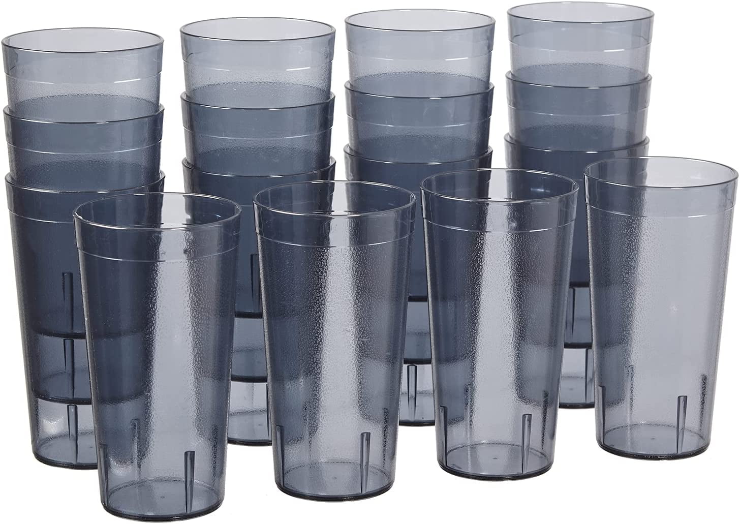 Cafe Plastic Reusable Tumblers (Set of 16) 20-ounce Water Cups in Grey ...