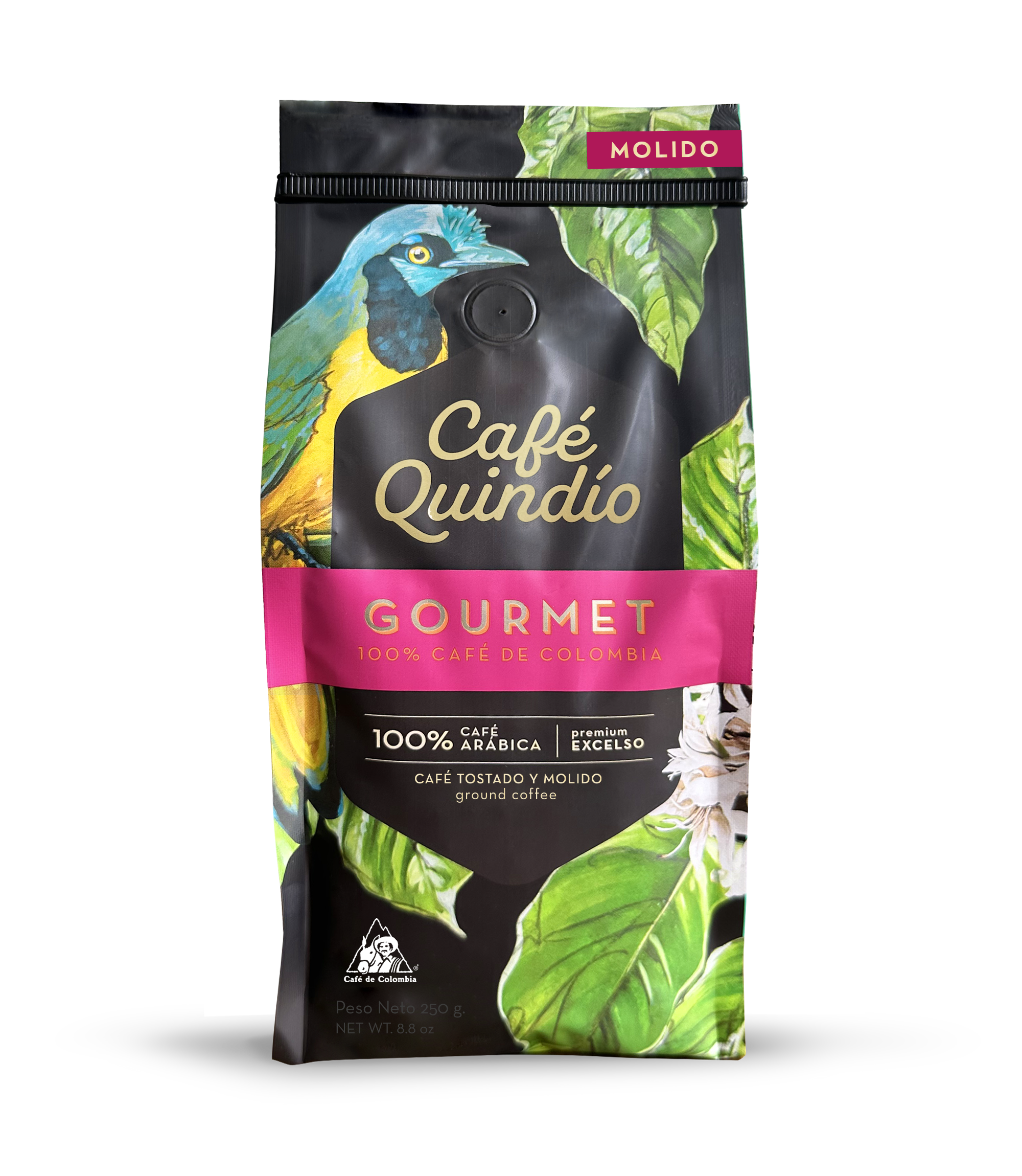 Cafe Quindio Gourmet Ground Coffee 250 g / 8.8 oz, Medium Roast 100% Colombian Arabica Excelso ...