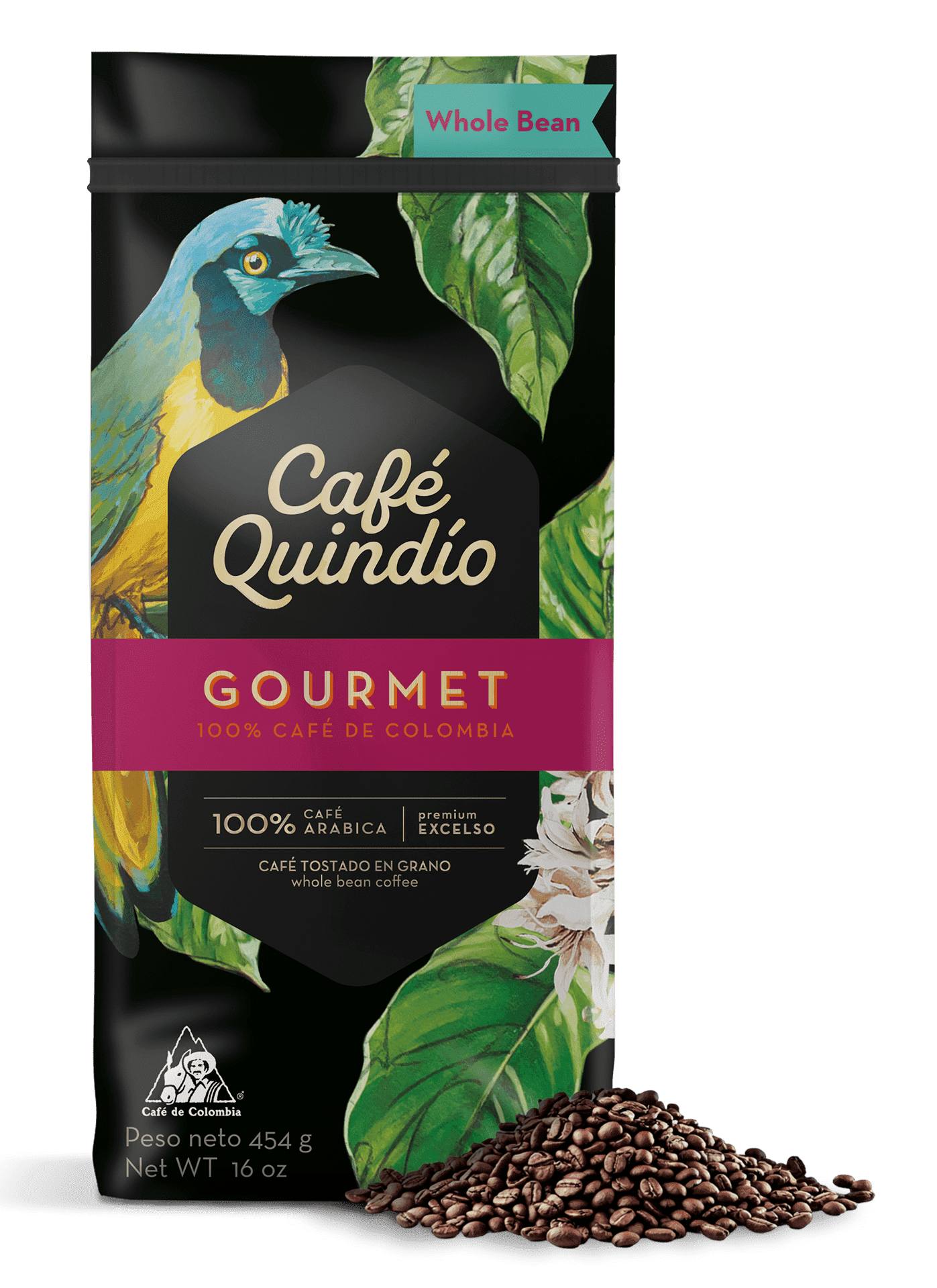 Cafe Quindio Gourmet Whole Bean Coffee, Medium Roast Colombian Arabica ...
