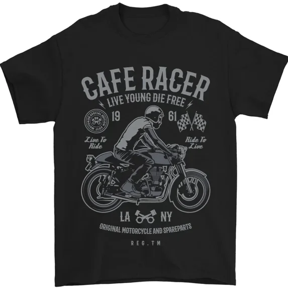 Cafe Racer Live Young Biker Motorcycle T-Shirt - Walmart.com