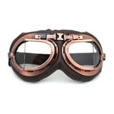 Cafe Racer Thick Leather Padded Steam Punk Motorcycle Goggle Copper ...
