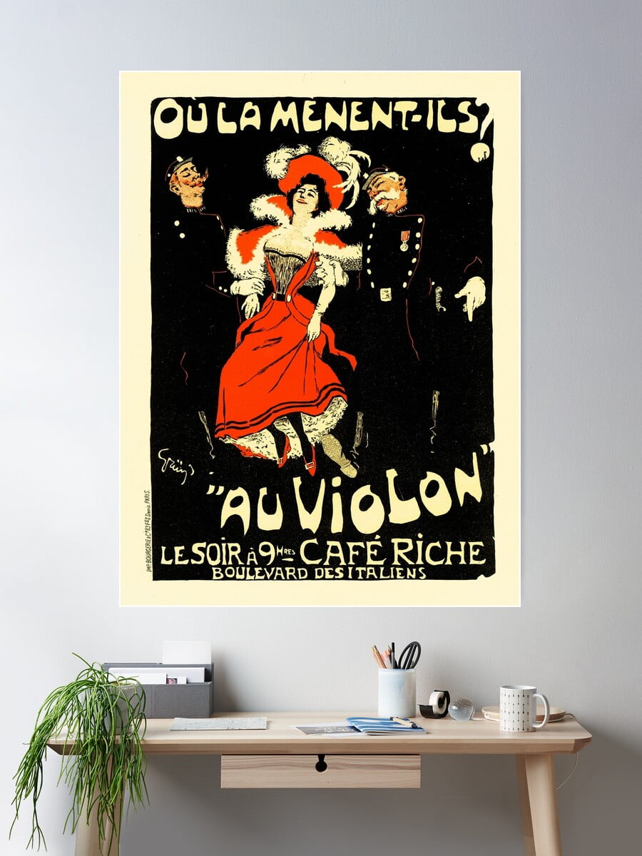 Cafe Riche Au Violon Vintage French Advertisement Lithograph Art By ...