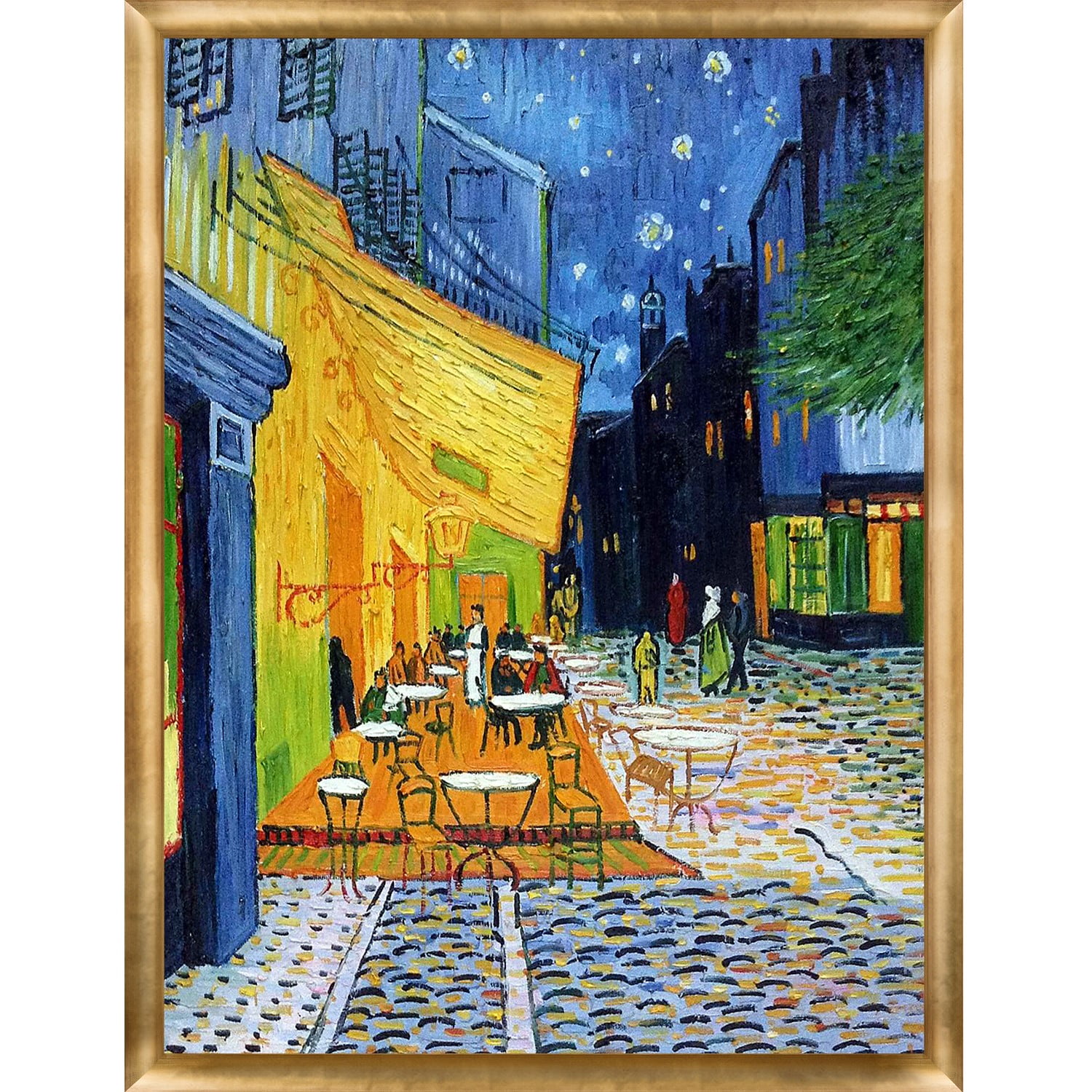 Cafe Terrace at Night with Gold Luminoso Frame 30"x40" - Walmart.com