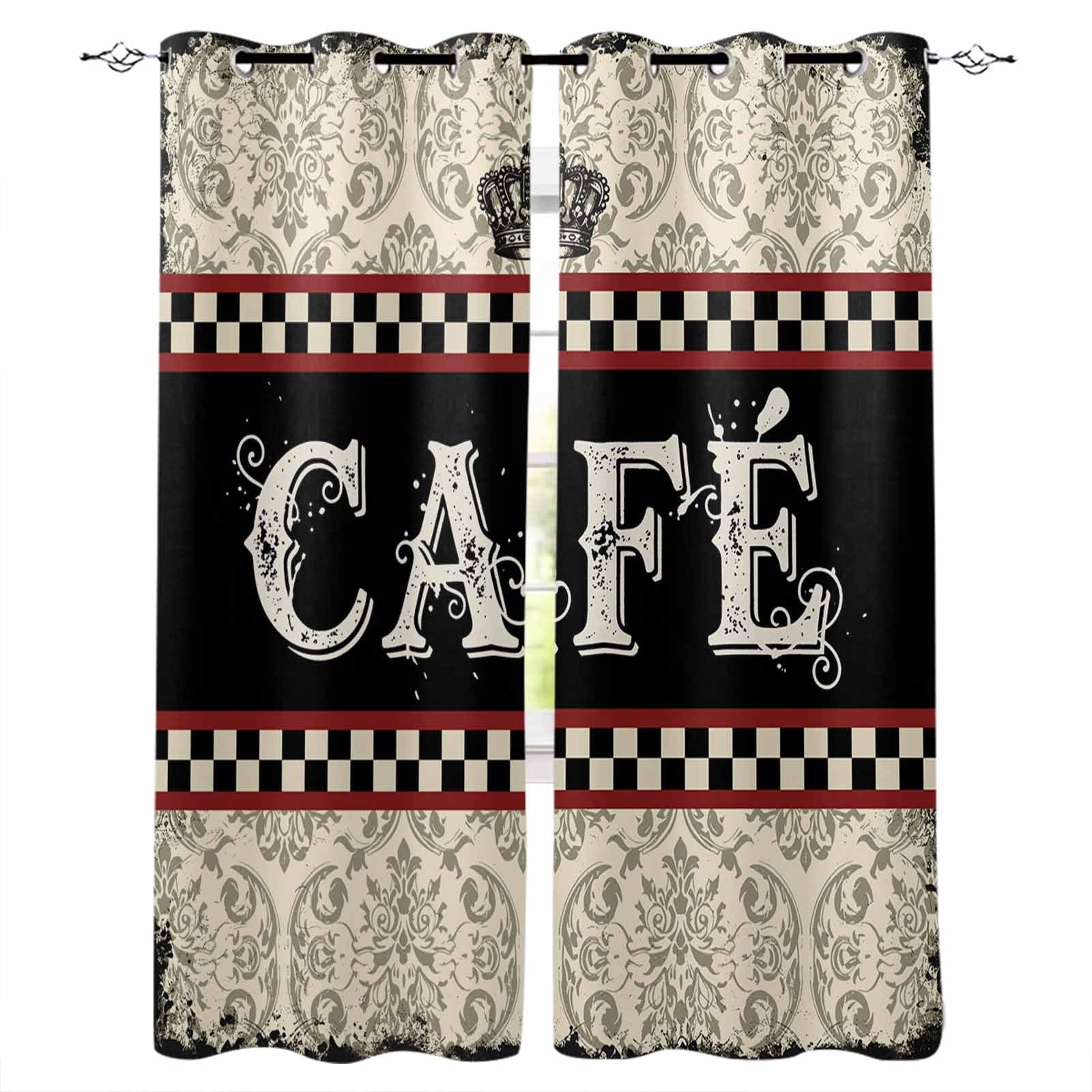 Cafe Vintage Buffalo Plaid Blackout Curtains for Bedroom/Living Room ...