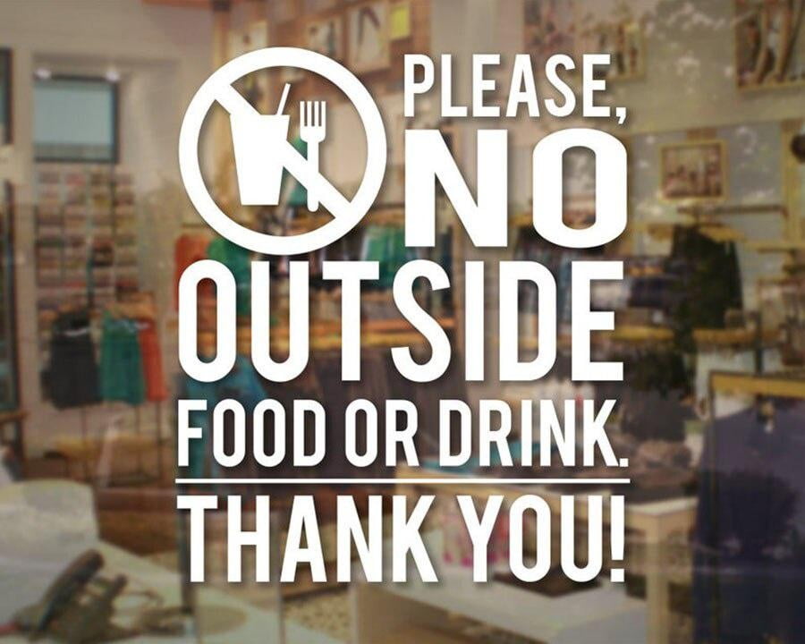 Cafe Wall Window Stickers Please No Food or Drink Thank You Sign Vinyl ...
