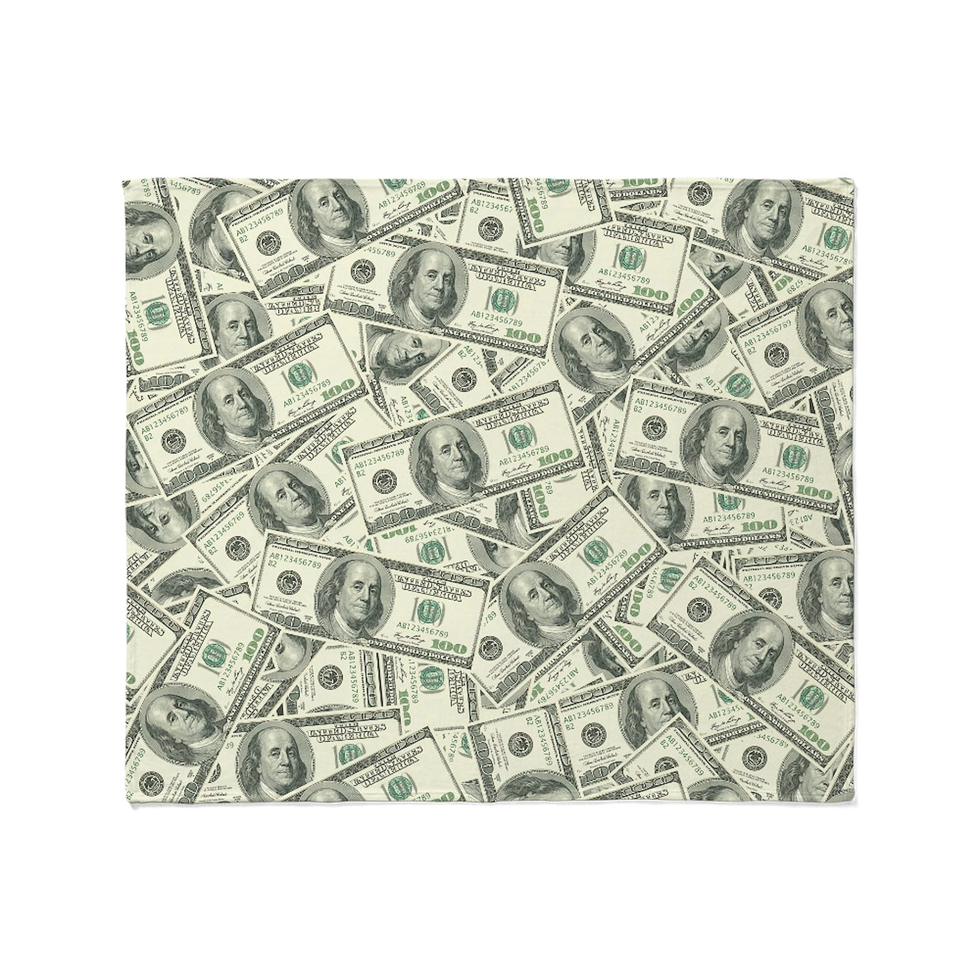 CafePress - 100 Dollar Bill Money Pattern Throw Blanket - Soft Fleece ...
