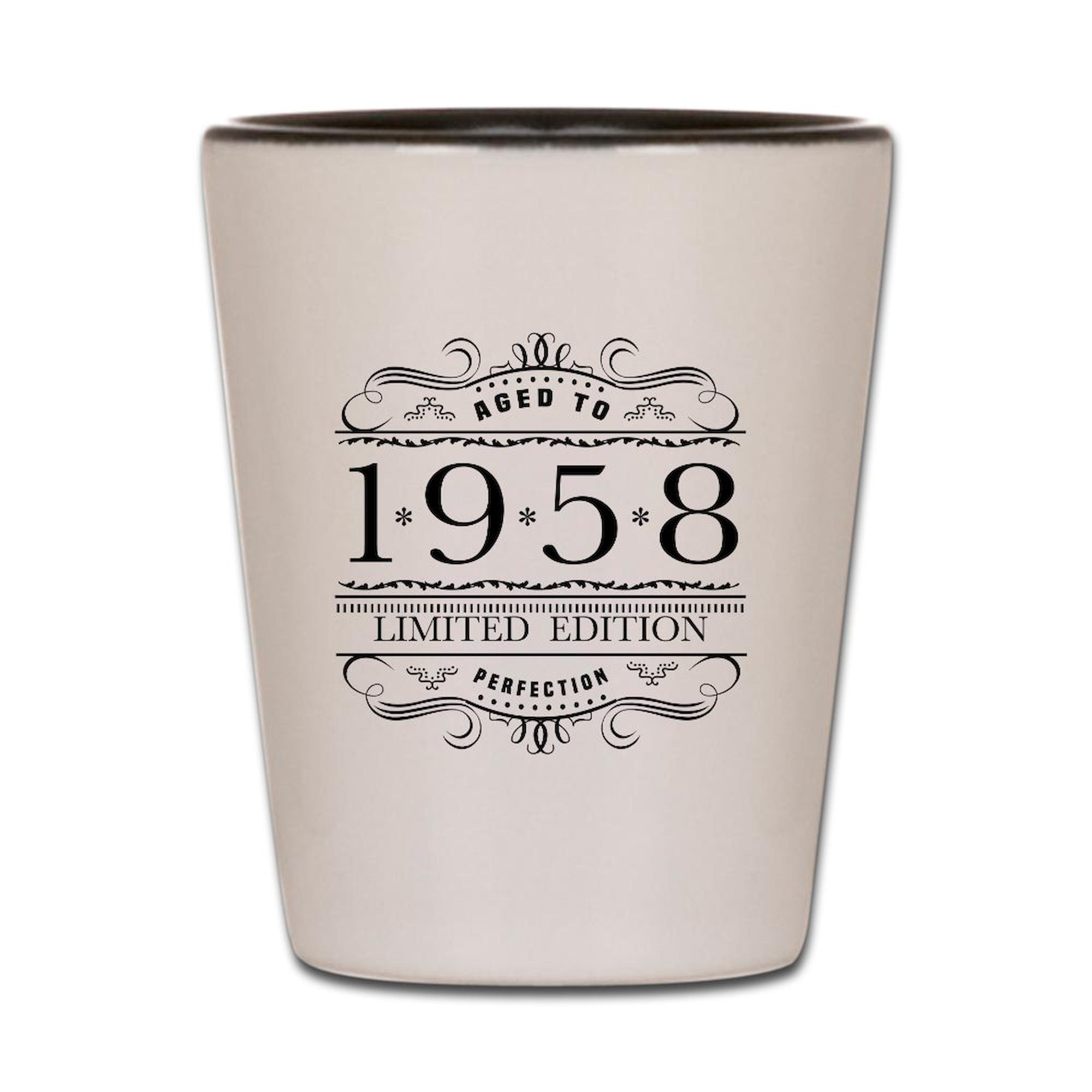 CafePress - 1958 Classic Birthday - White/Black Shot Glass, Unique and ...