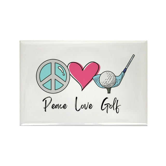 CafePress - 1980S Retro Golfer Peace Love Golf Magnets - Rectangle ...