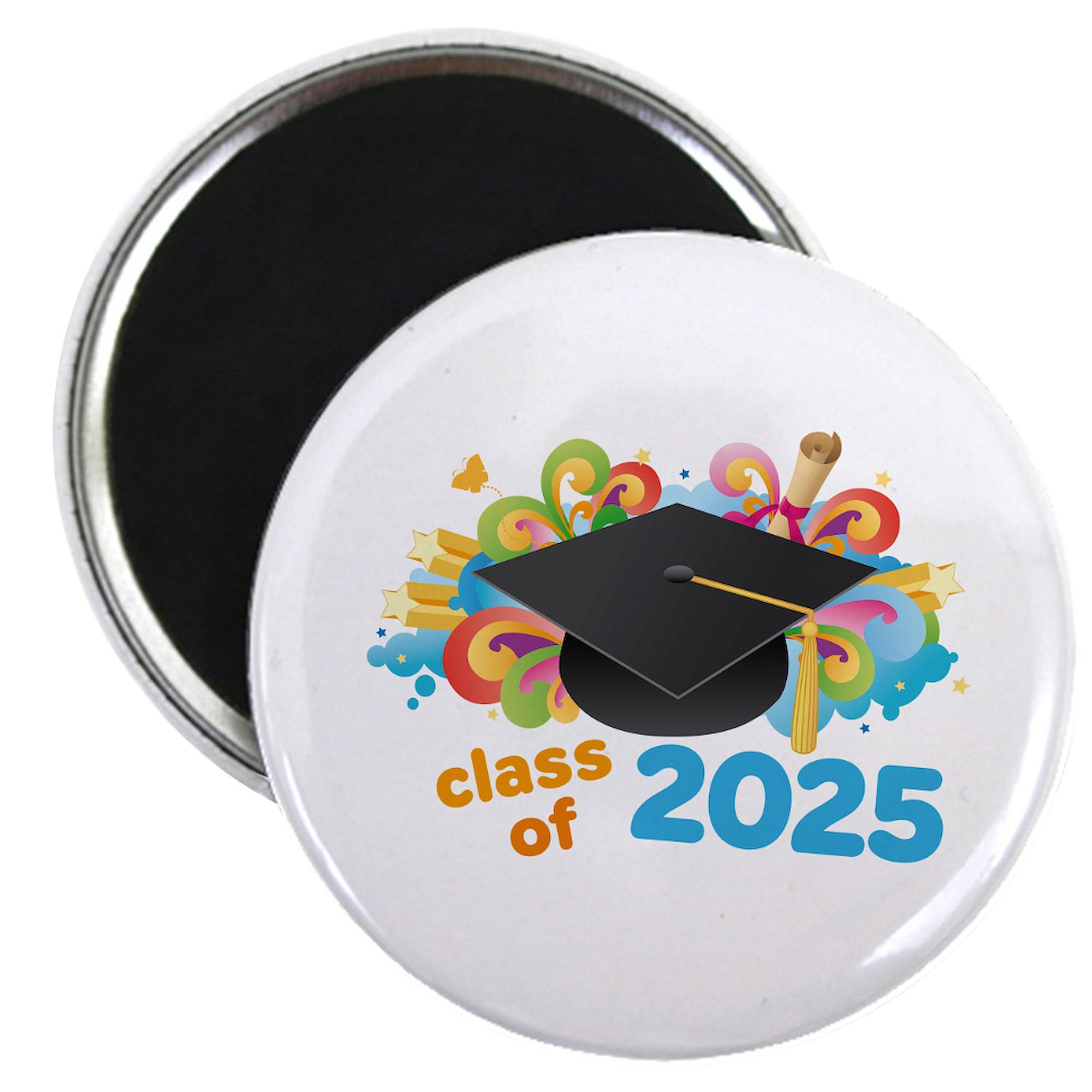CafePress - 2025 Graduation Magnet - 2.25" Round Magnet, Refrigerator ...