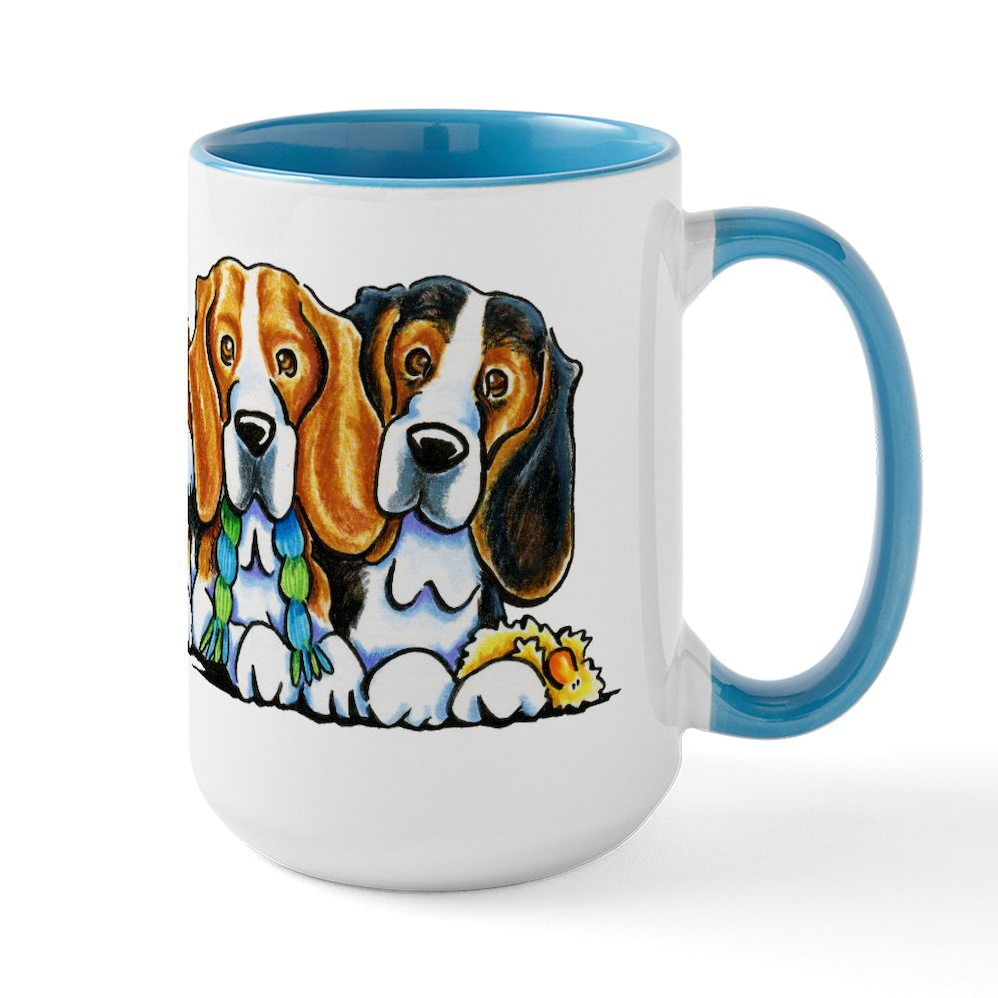 CafePress - 3 Beagles Mugs - 15 oz Ceramic Large White Novelty Mug ...