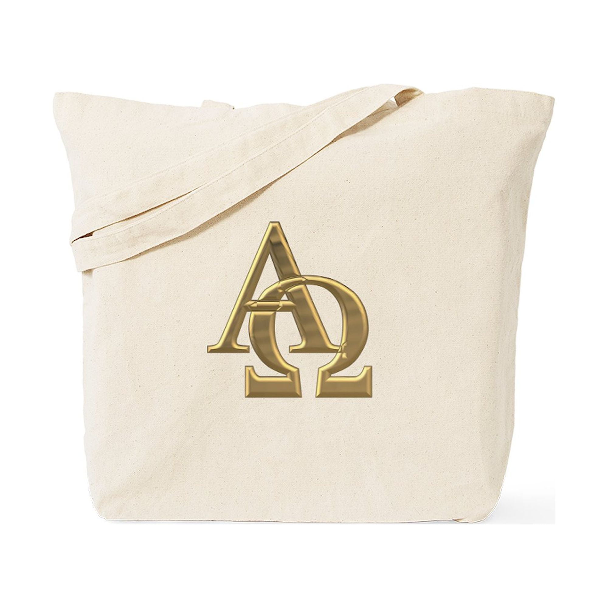 CafePress - 3 D Golden Alpha And Omega Symbol Tote Bag - Unisex Canvas Tote Bag, Beige, 1-Piece ...