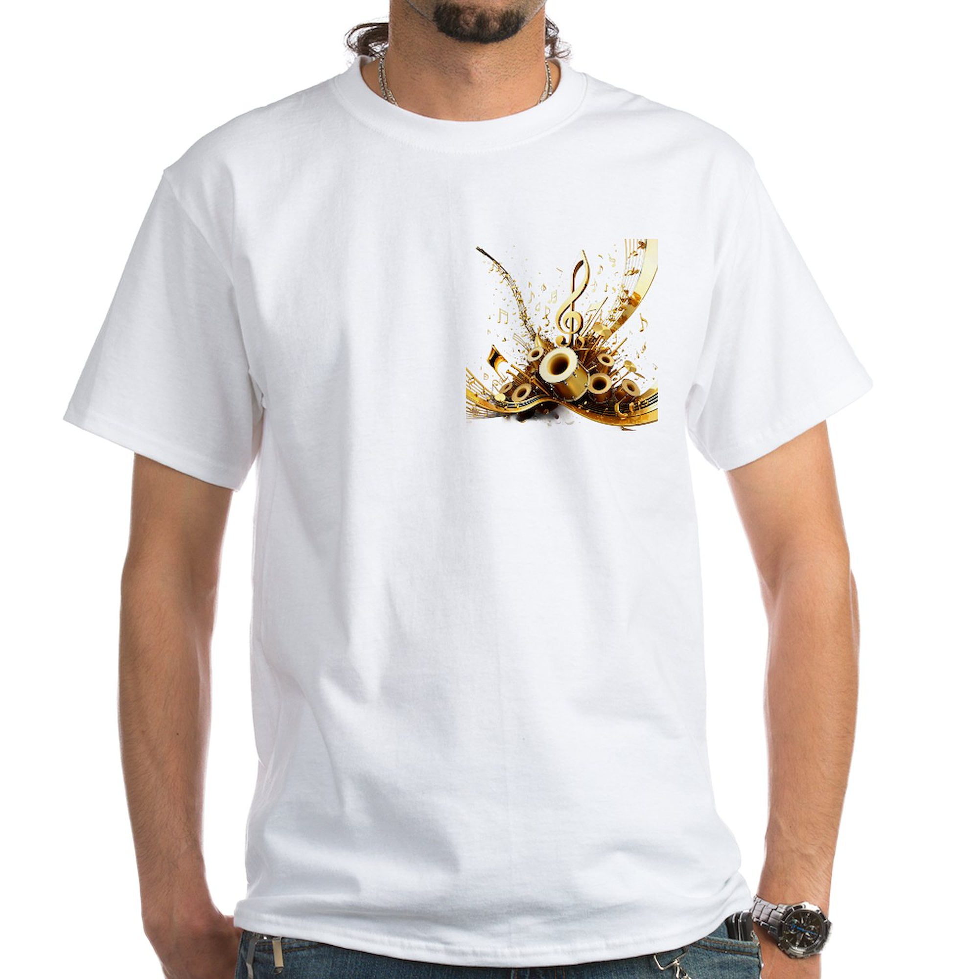 CafePress - 3D Music Notes Explosion Men's Value T Shirt - Men's White ...